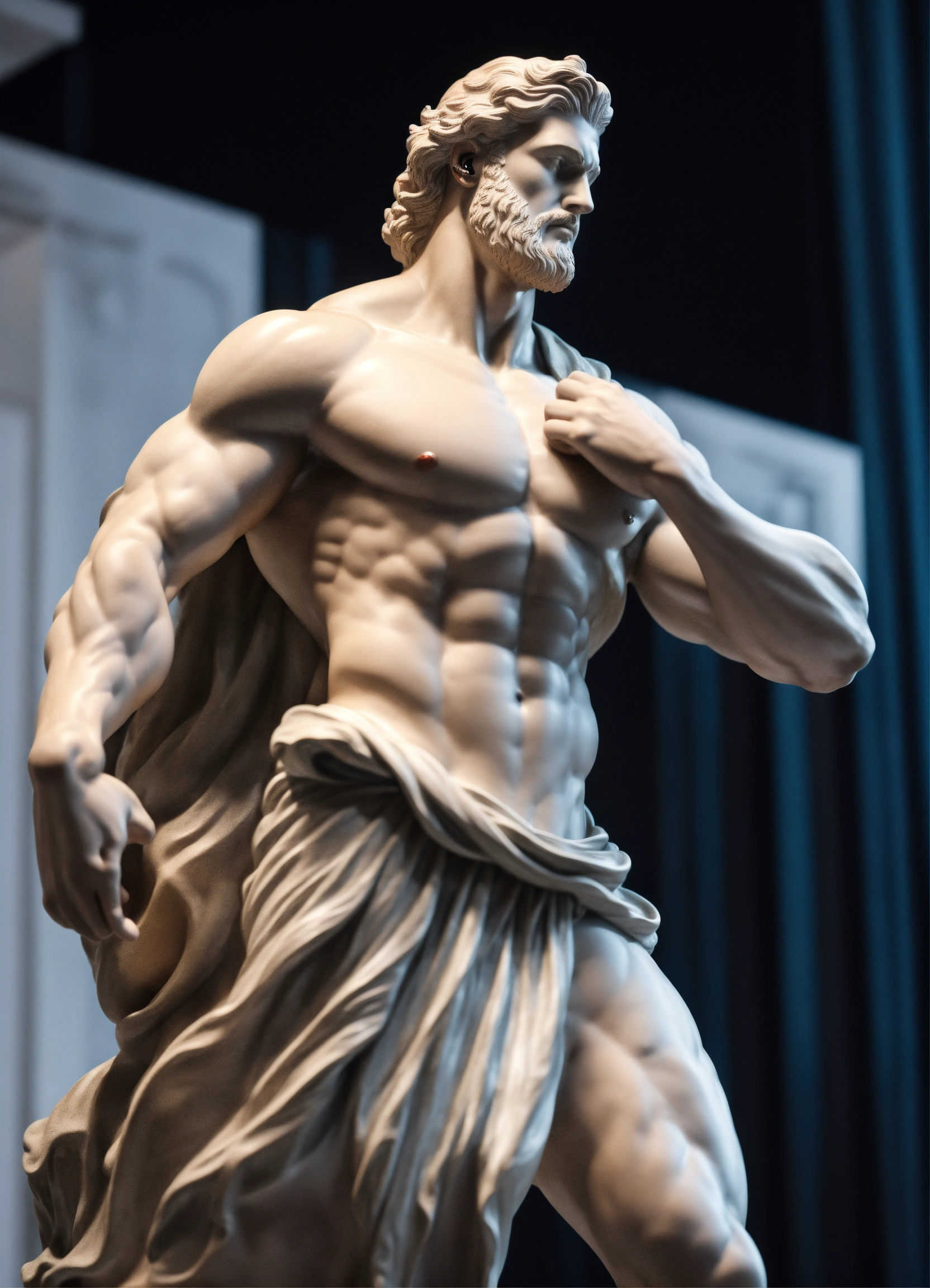Lexica - A Statue from a muscular Greek god Statue with a wavey middel ...