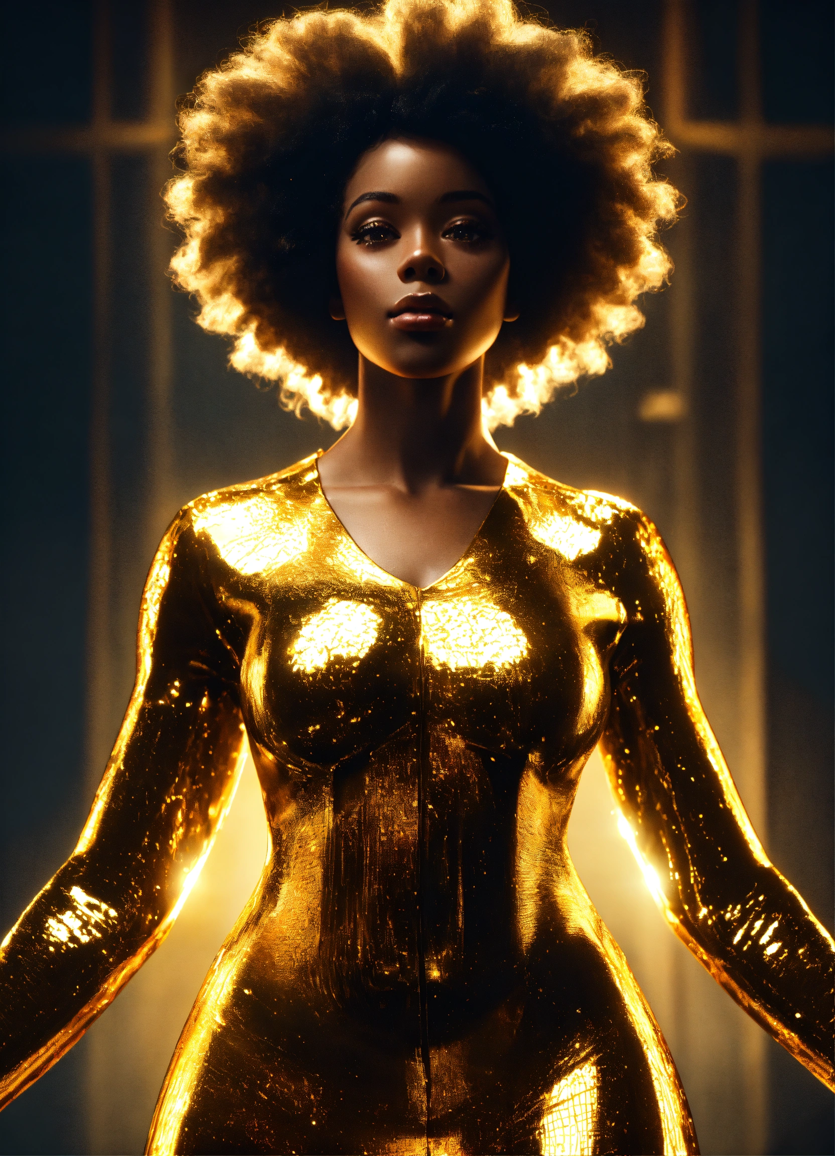 Lexica - 3d render of black woman with afro made entirely of glass ...