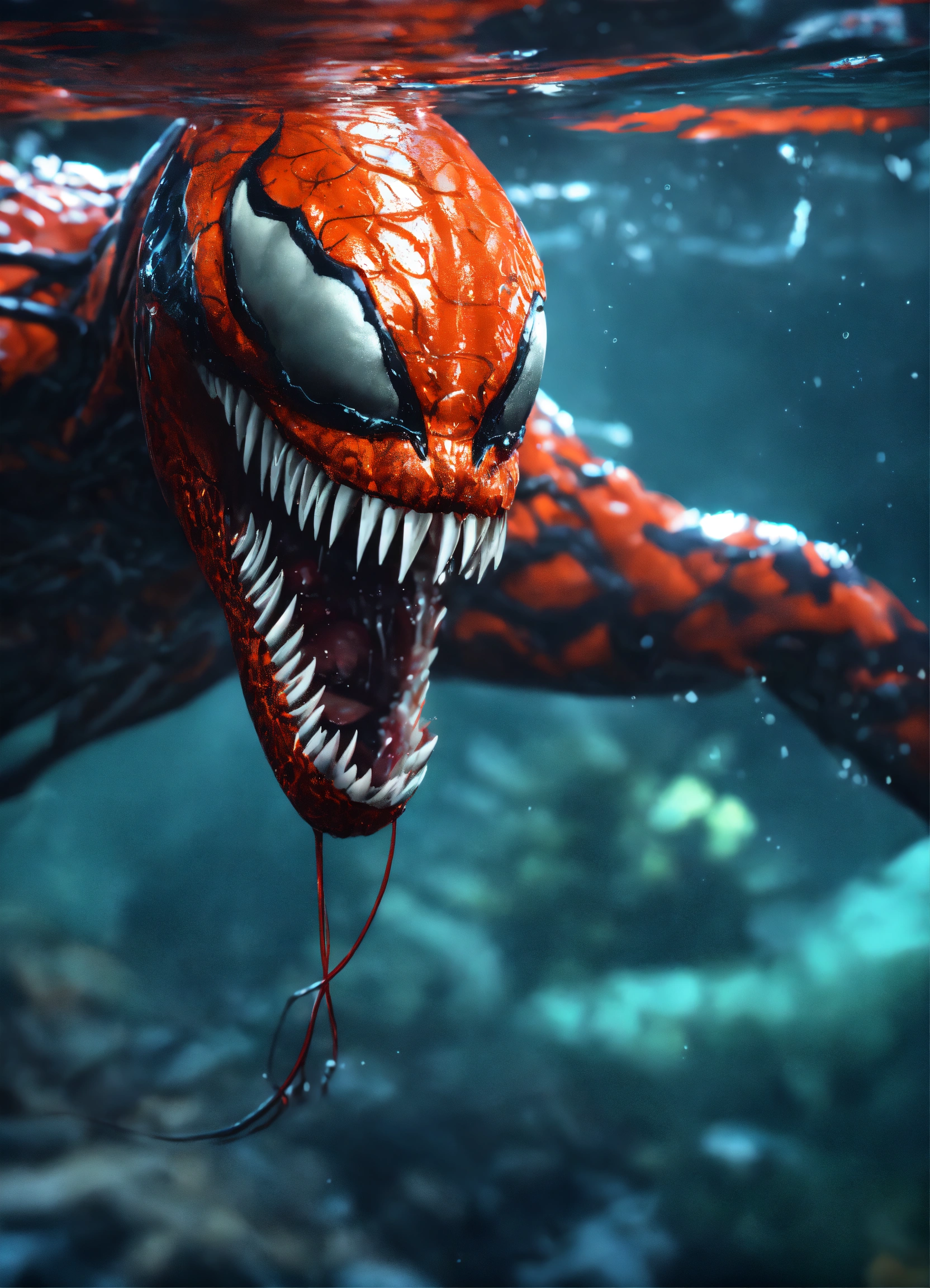 Lexica - Scary venom on a string under water, halloween, unreal engine ...