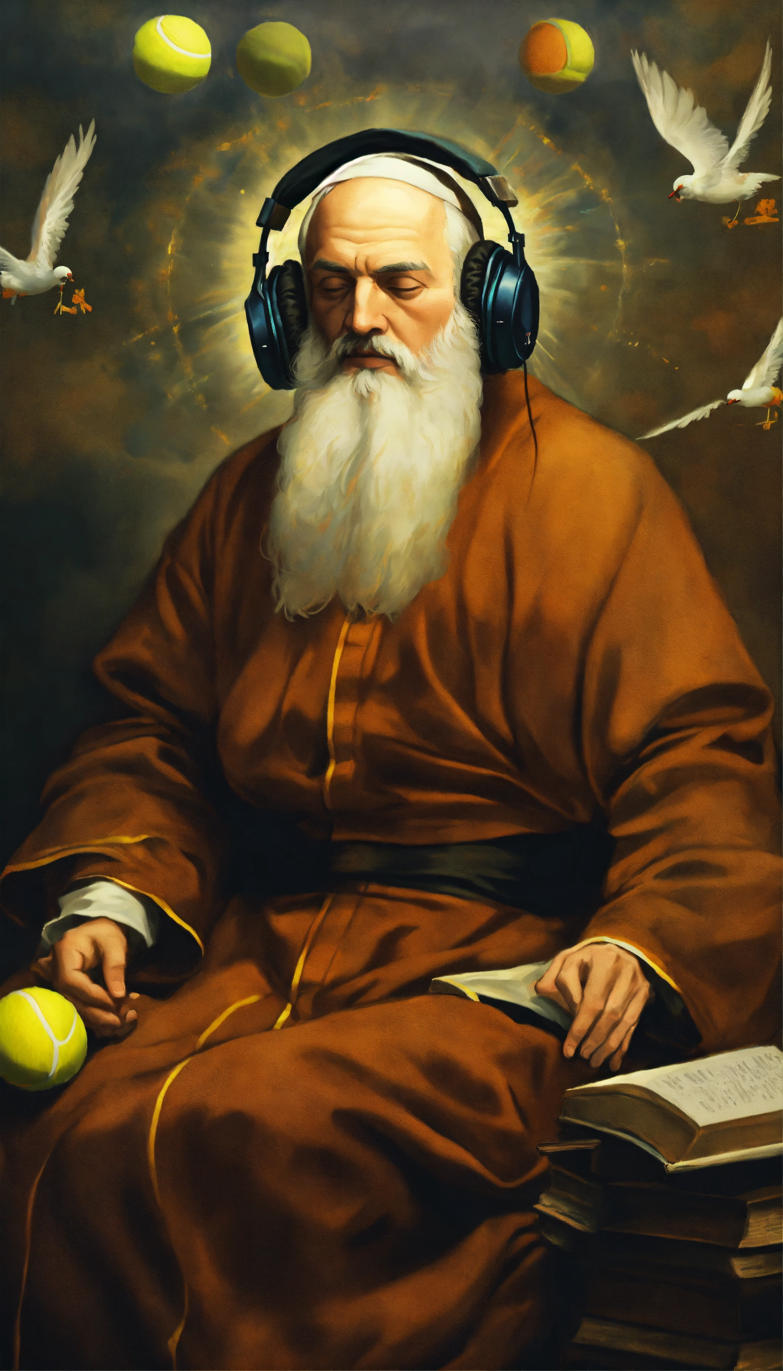Lexica - Orthodox priest with white beard listening to music with ...