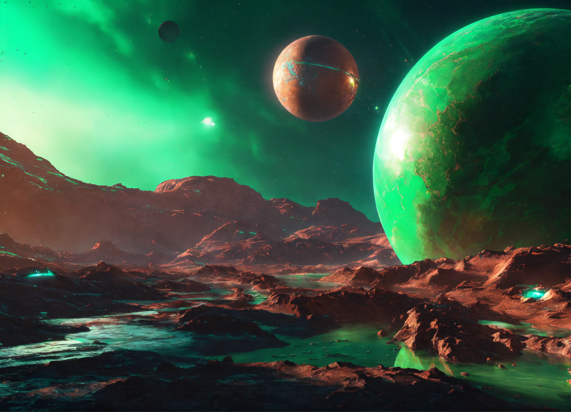 Lexica - Sci-fi planet, emerald, transcendent, 8K resolution, Blender