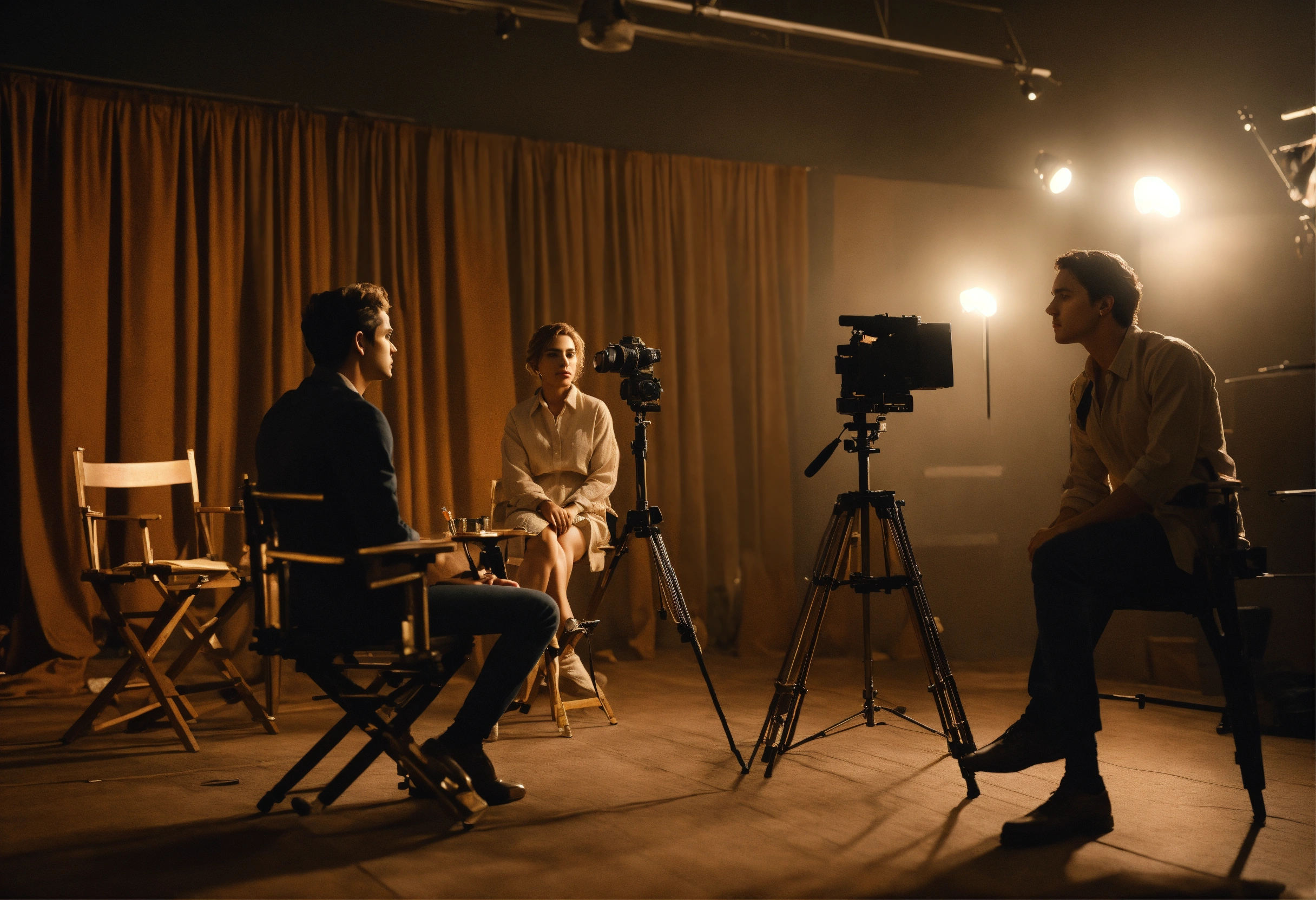 Lexica - The director in the director's chair looks towards the set ...
