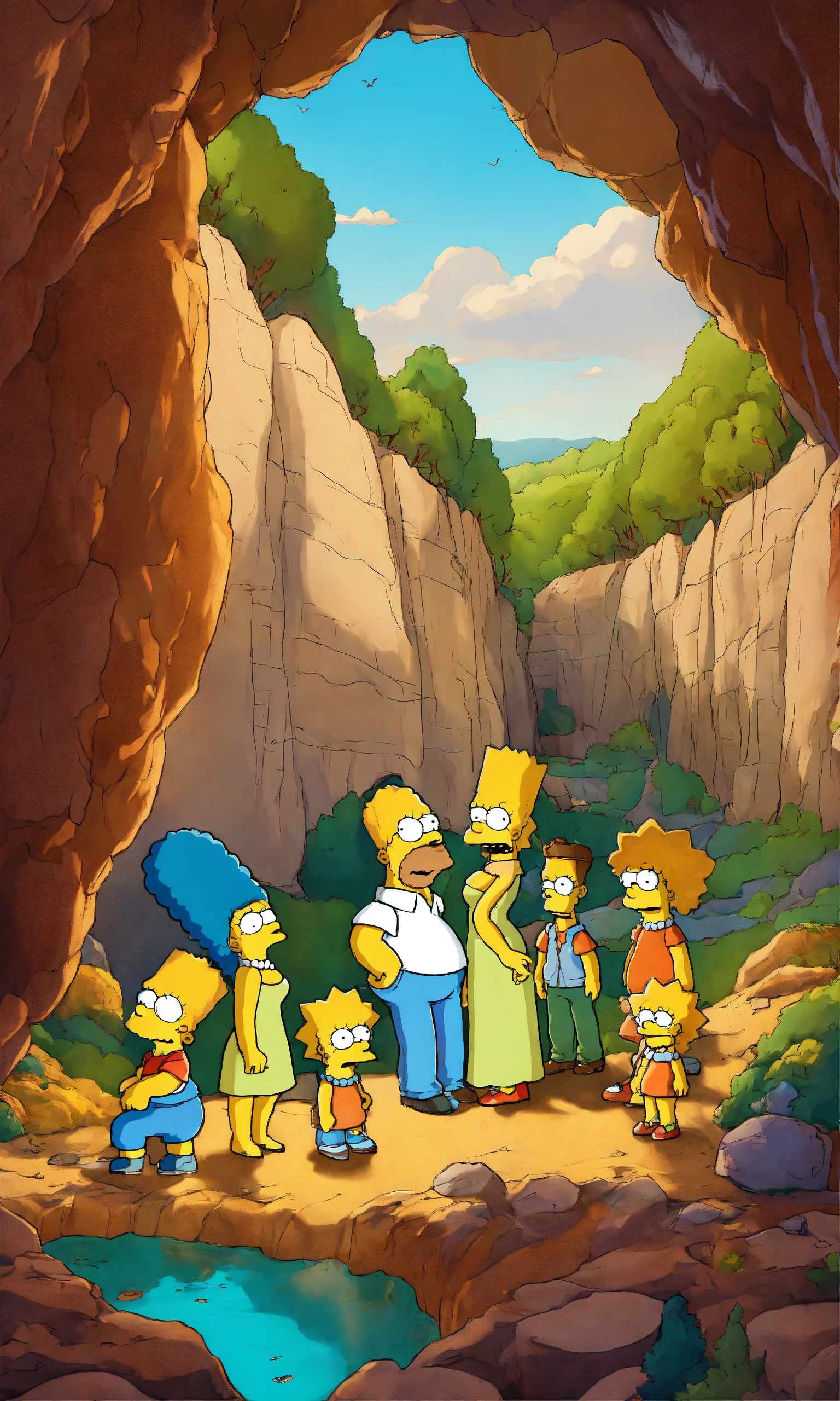 Lexica - Les simpsons regardant la terre dans une cave , hyper realiste
