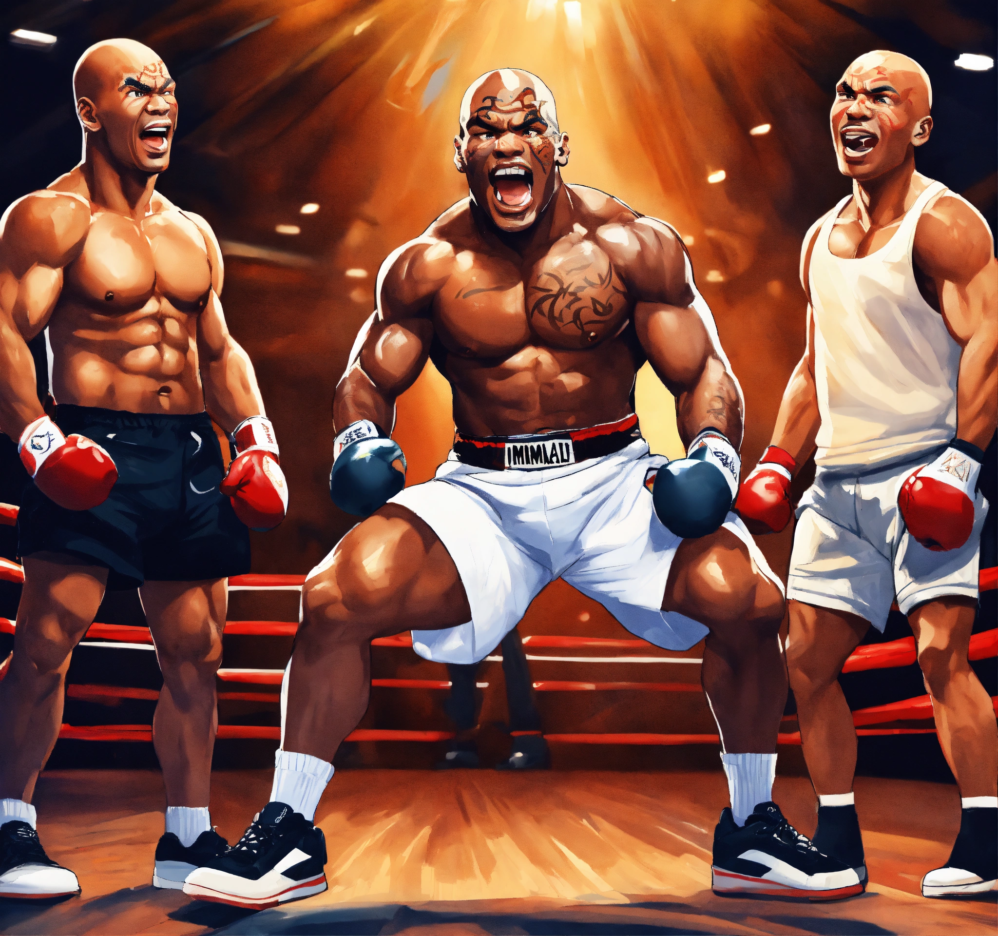 Lexica - Digital portrait of an anger muscular Mike Tyson with a bald ...