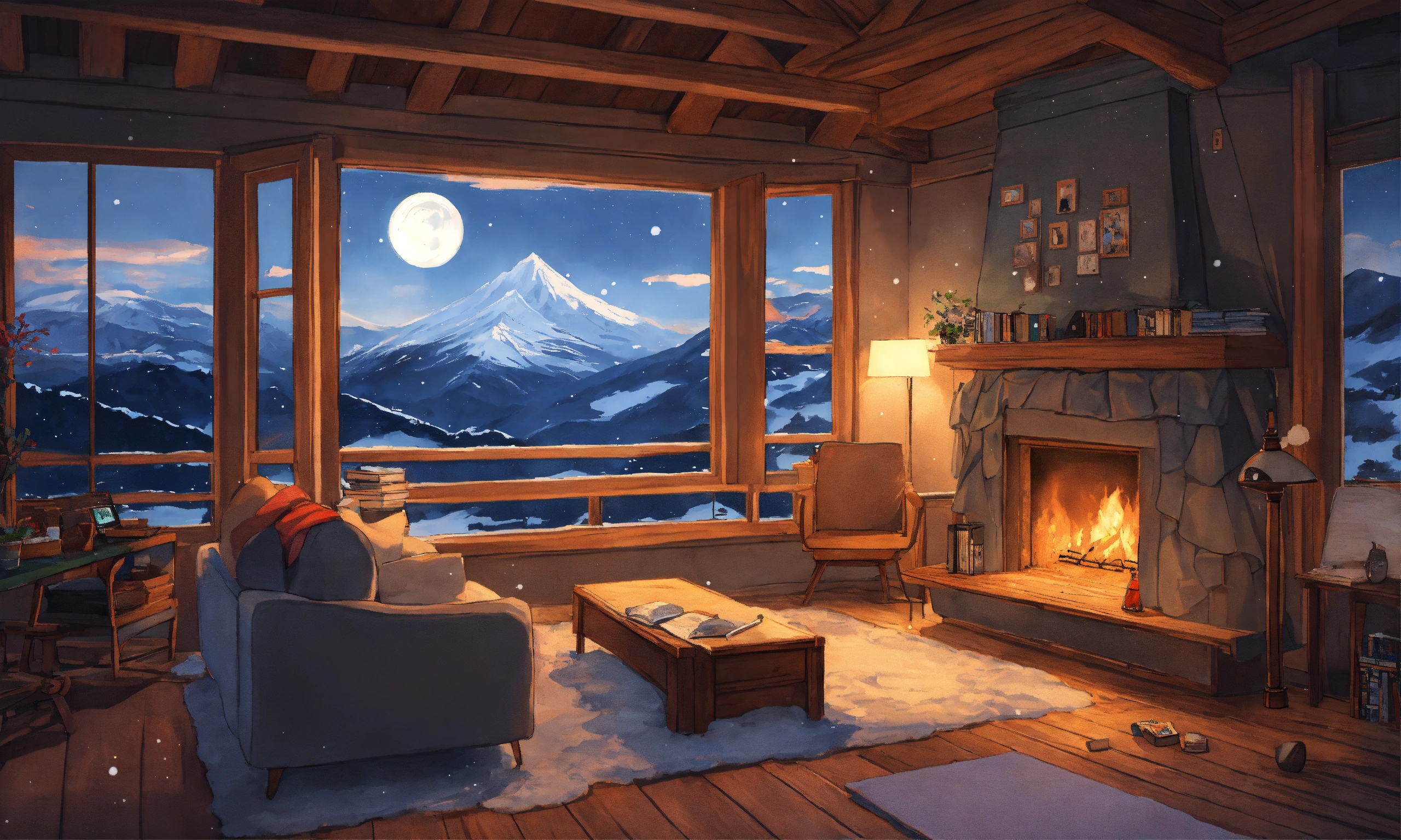Lexica - Study room in mountain hut, studio ghibli, lofi artwork ...