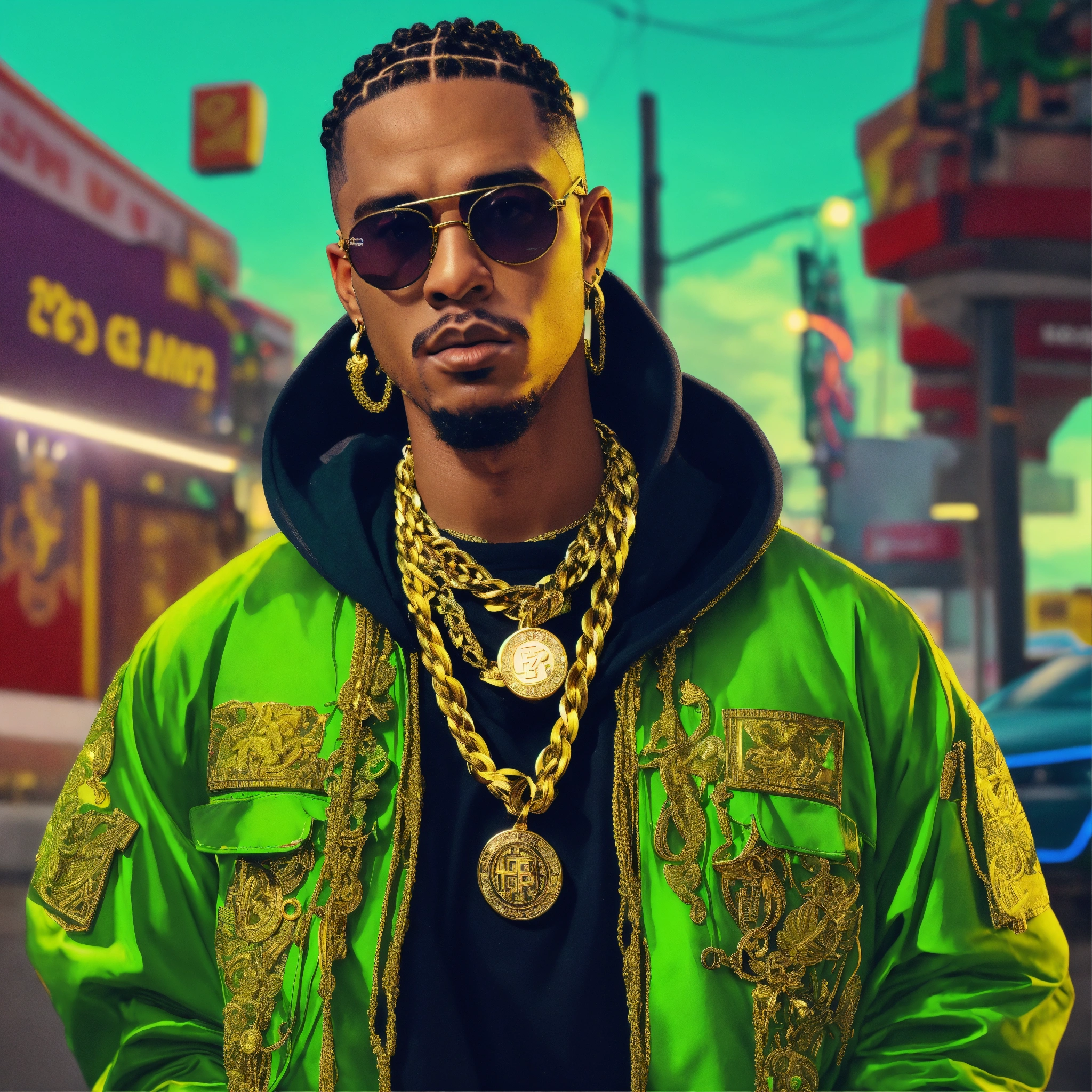 Lexica - HD, 4K, Background is a gas station with luxury trap scene ...