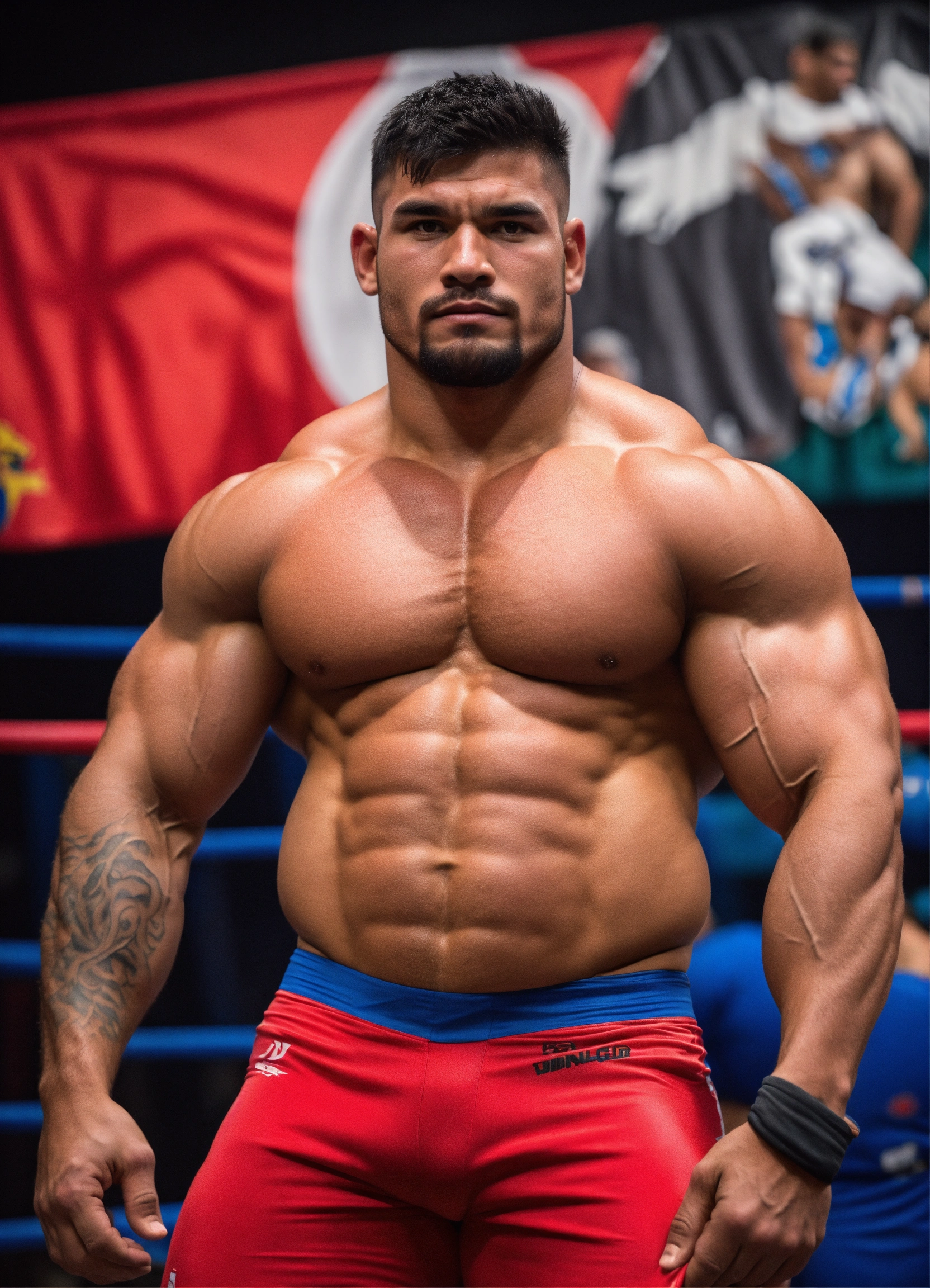 Lexica - 30-year-old wrestler with big muscles, bodybuilder, Honduran, big