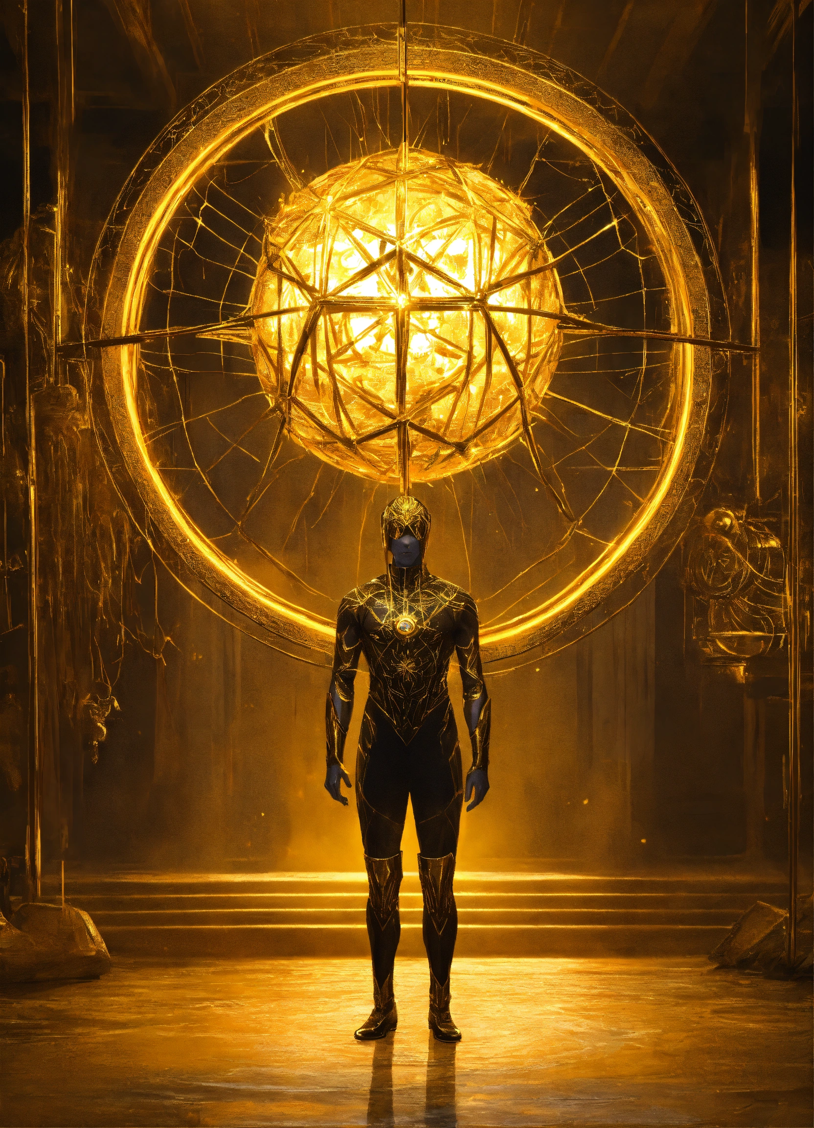 Lexica - A golden orb of power with a human inside