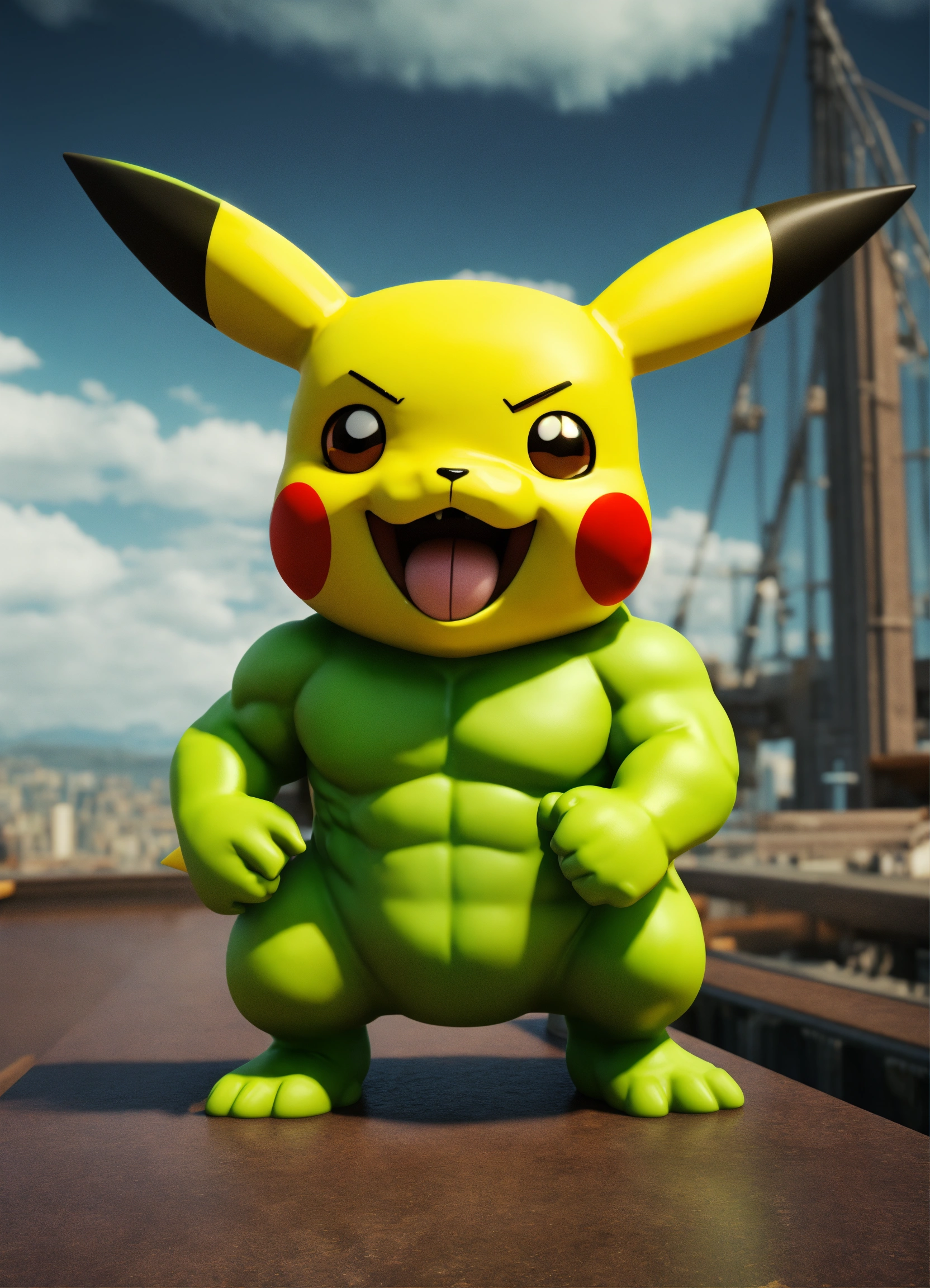 Lexica - A pikachu but hulk ,render oktan 3d