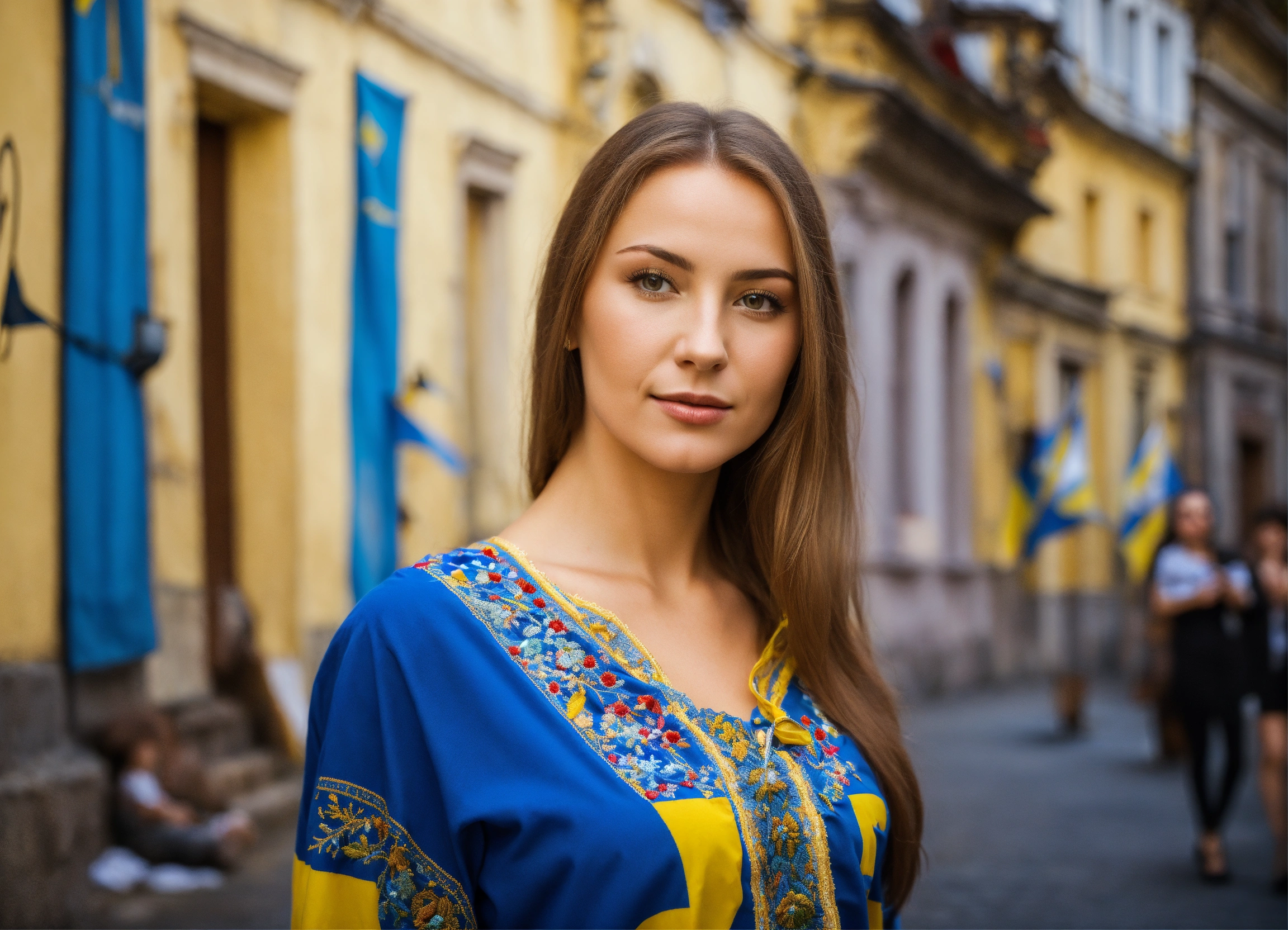 Lexica - Beautiful woman with Ukraine, on street Lviv, without glasses, tourism, light hair,with ...