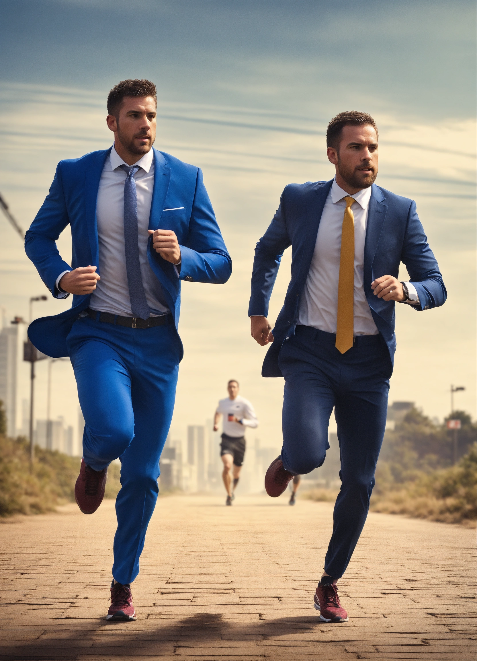 Lexica - A sales man and a marketing executive running side by side and ...
