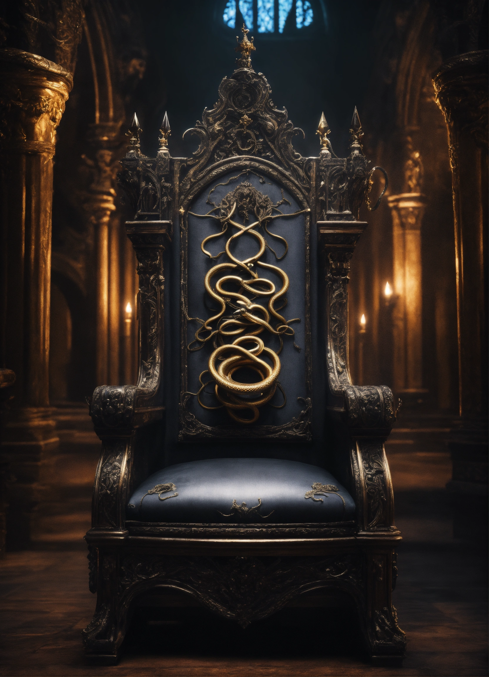 Lexica - Gothic castle throne, coiled with snakes, mysticism, dark ...