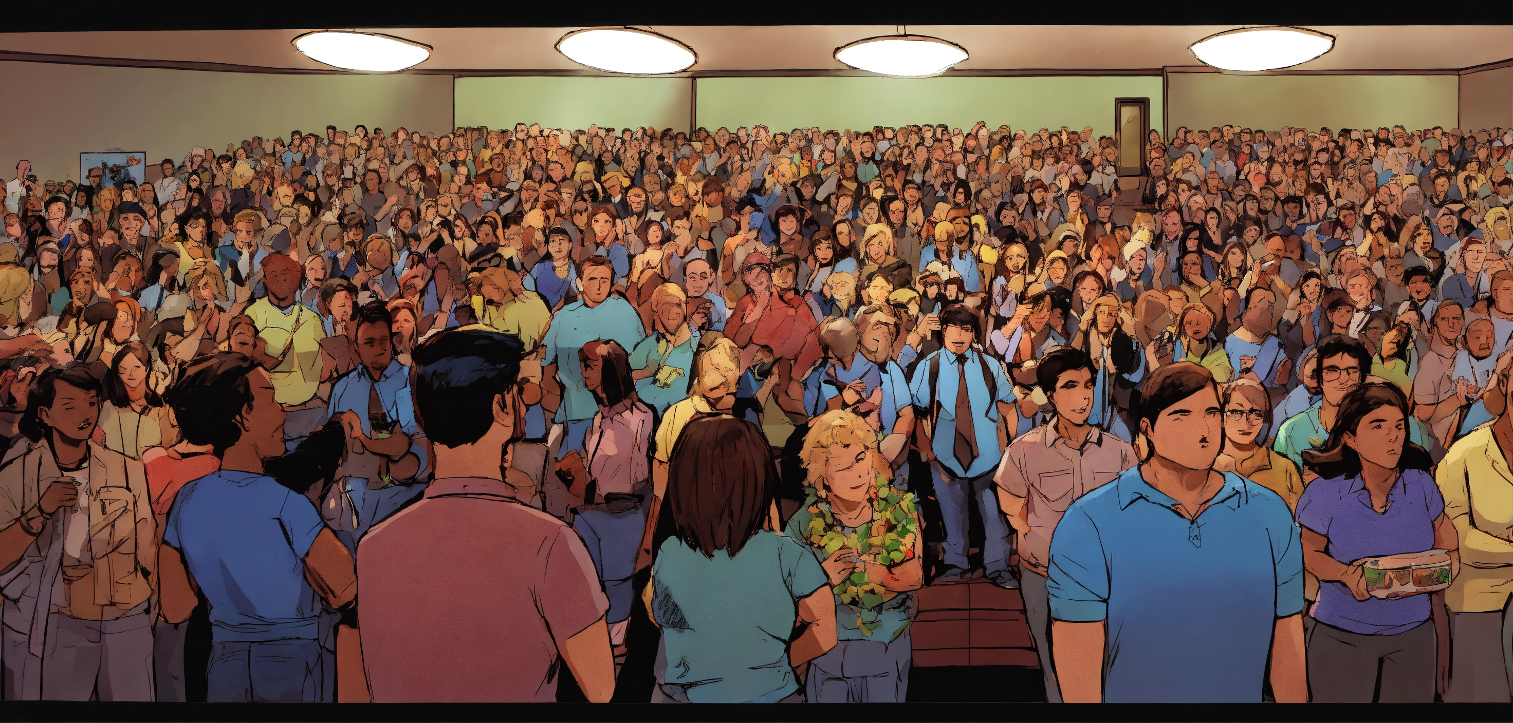 Lexica - Lots of people, giving a standing ovation, crowd, comic