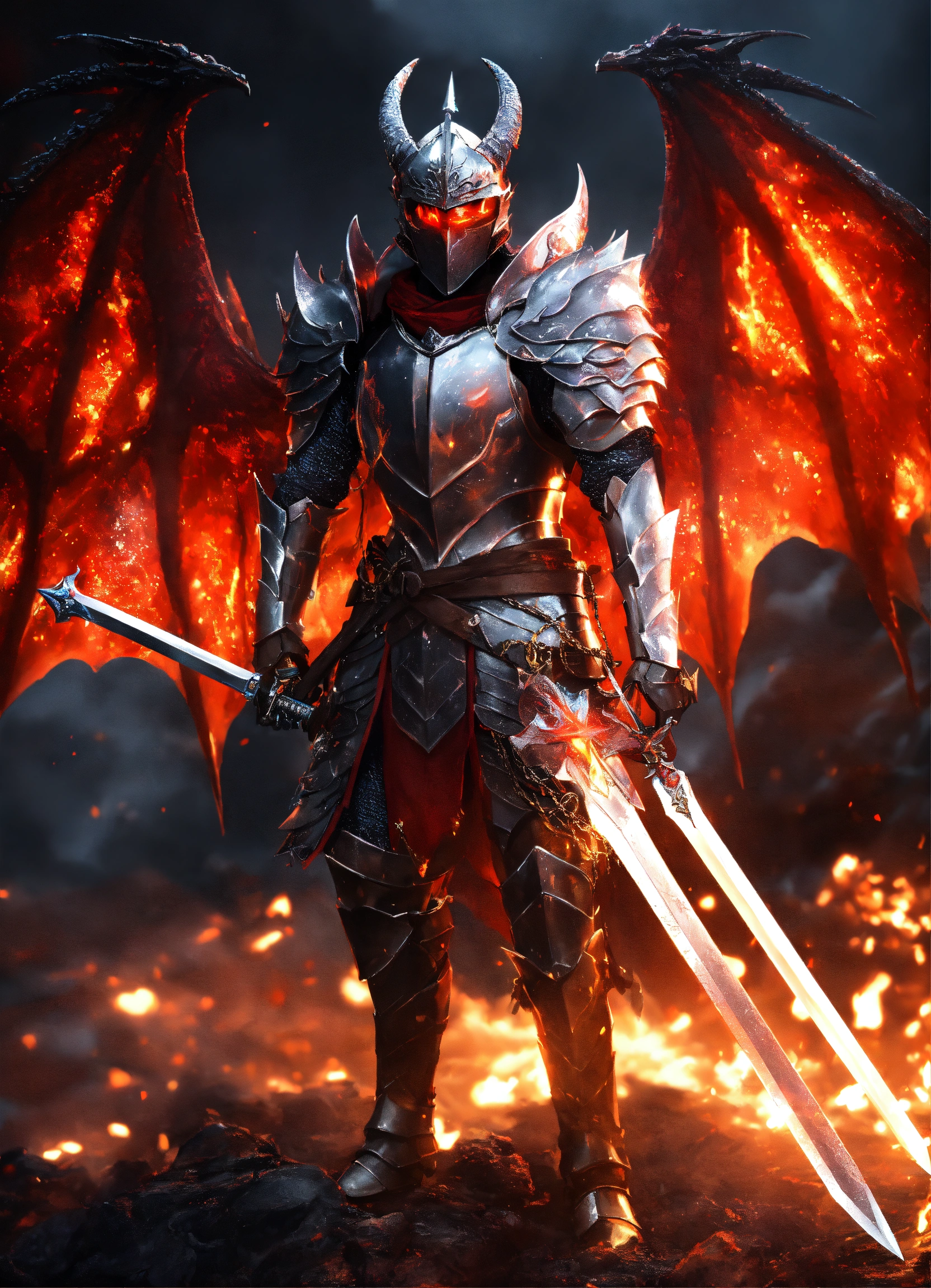 Lexica - Glowing red eyes knight with a snow white diamond-plated armor ...