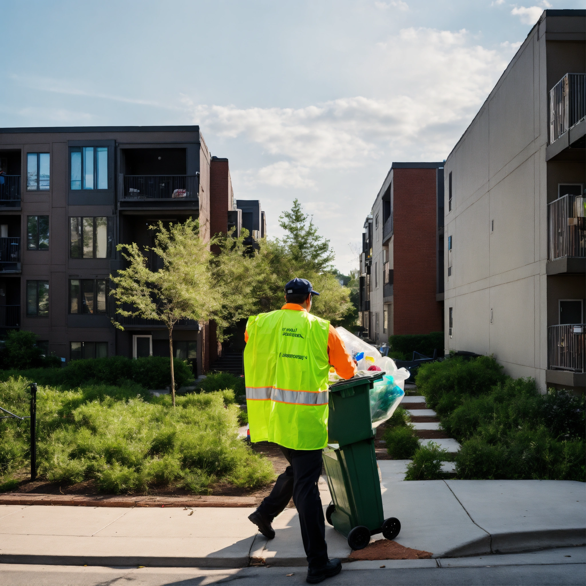 Lexica - A photo of a man in a high-visibility vest taking out the ...
