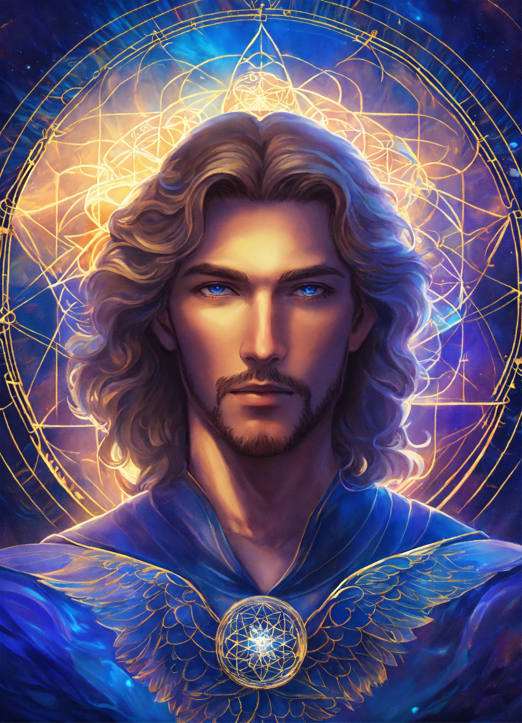 Lexica - Archangel Michael with a middle-aged male face, flower of life ...