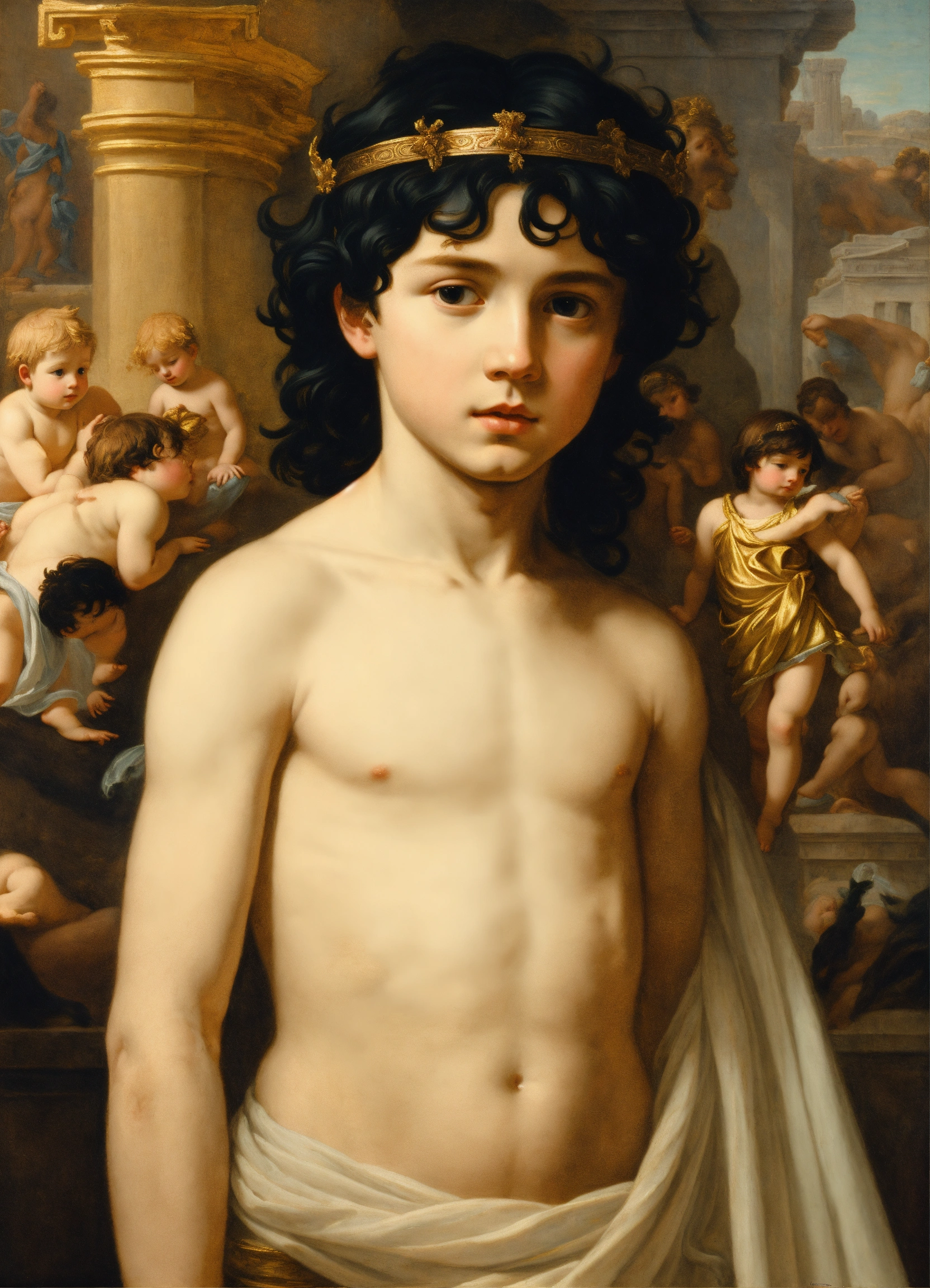 Lexica - Child black haired pale boy as a god of Greece . Renaissance ...