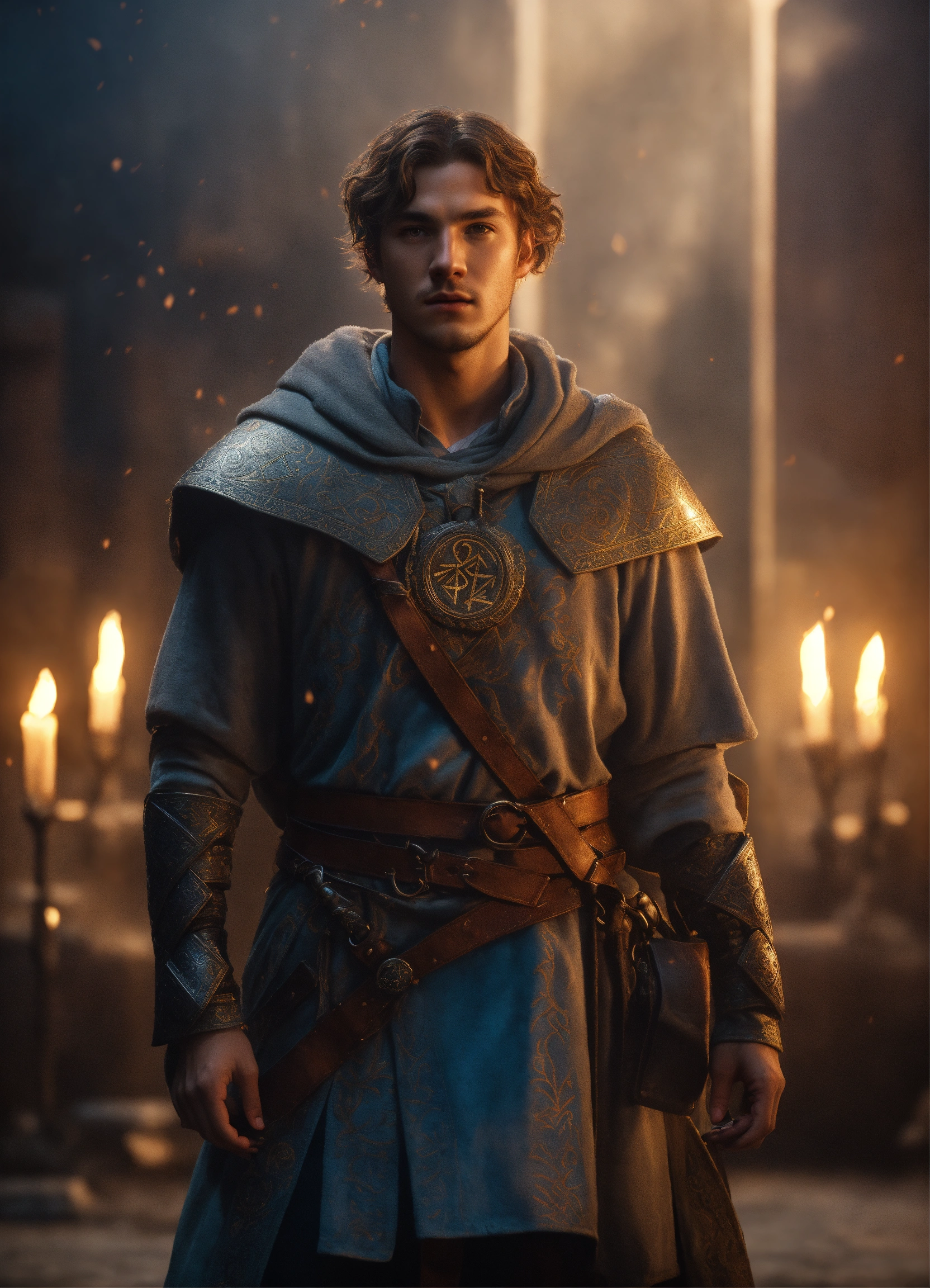 Lexica - A realistic full body portrait of a medival young rune master ...