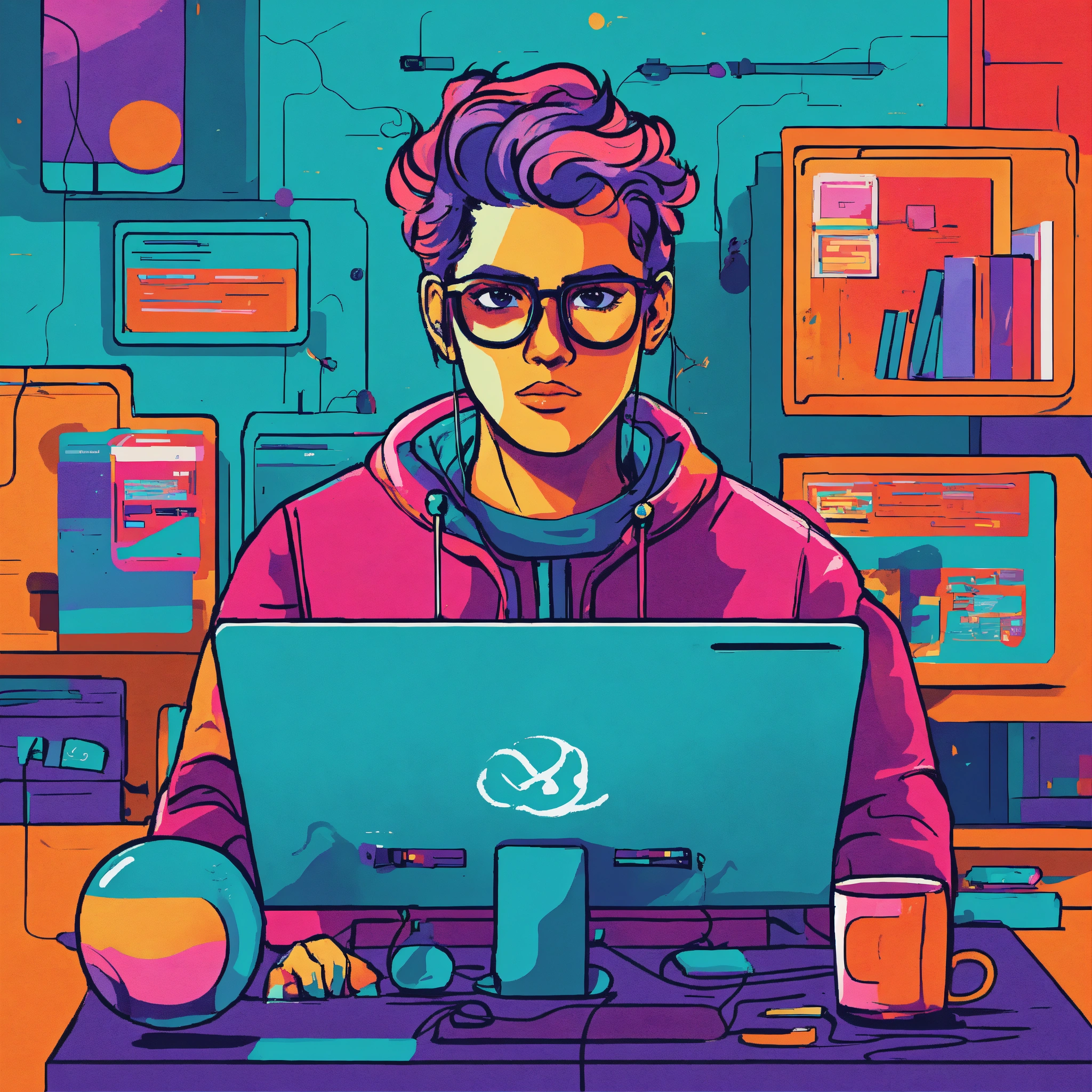 Lexica - An imaginative illustration of a software developer exploring ...