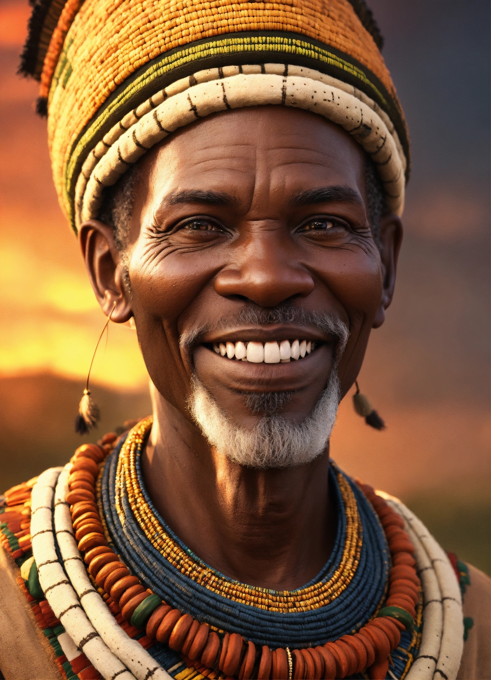 Lexica - Primitive african old village man, strong cheek bones, warm ...