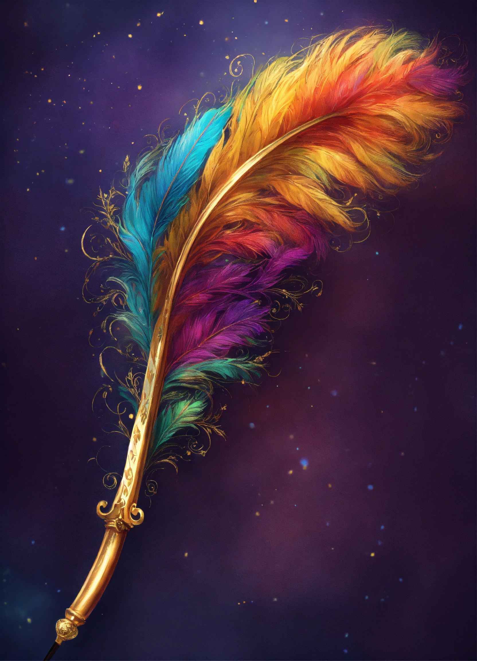 Lexica - A magic wand quill, colorful ornate