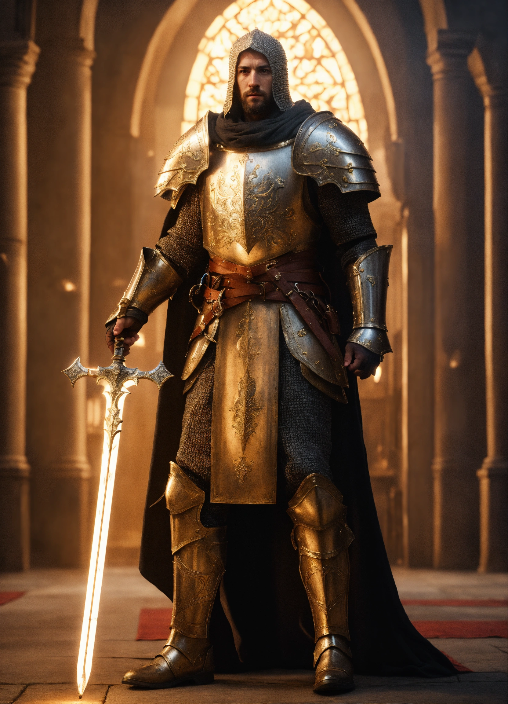 Lexica - A realistic full body portrait of a medieval holy Paladin ...