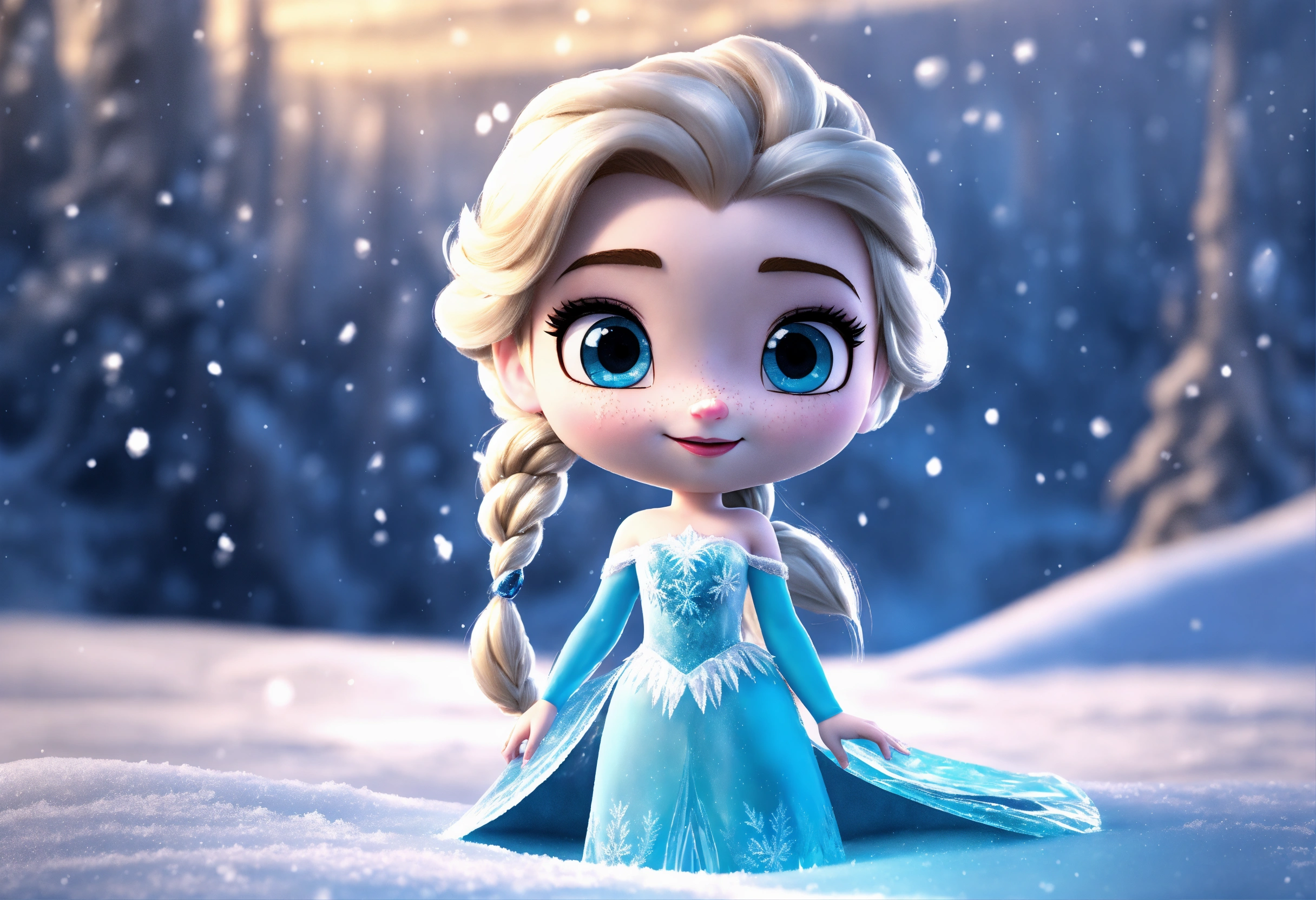 Lexica - Chibi Princess ELSA Frozen Disney, standing on top of the text ...