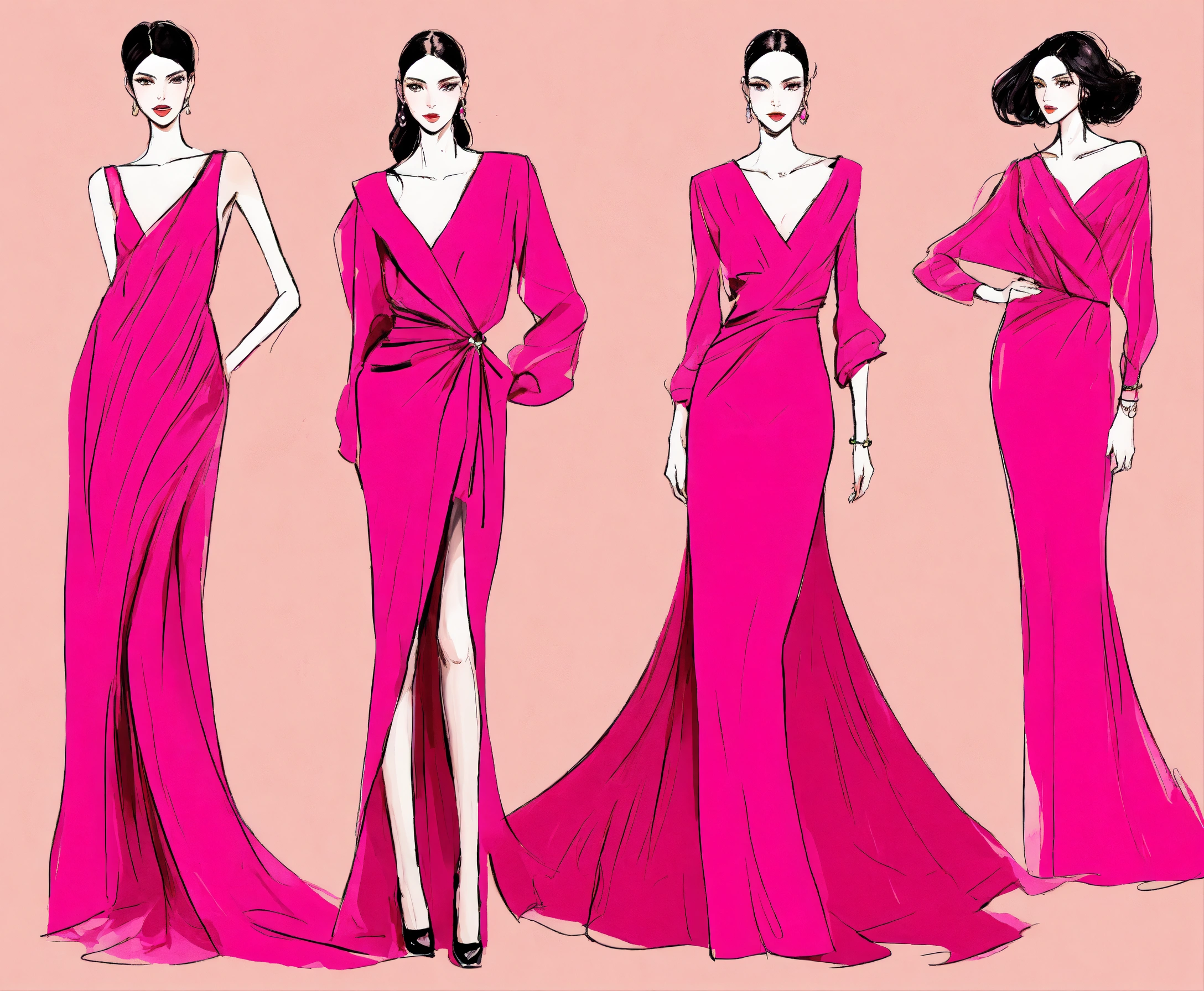 Lexica - Fashion illustrations, 12 different designs, rough sketches ...
