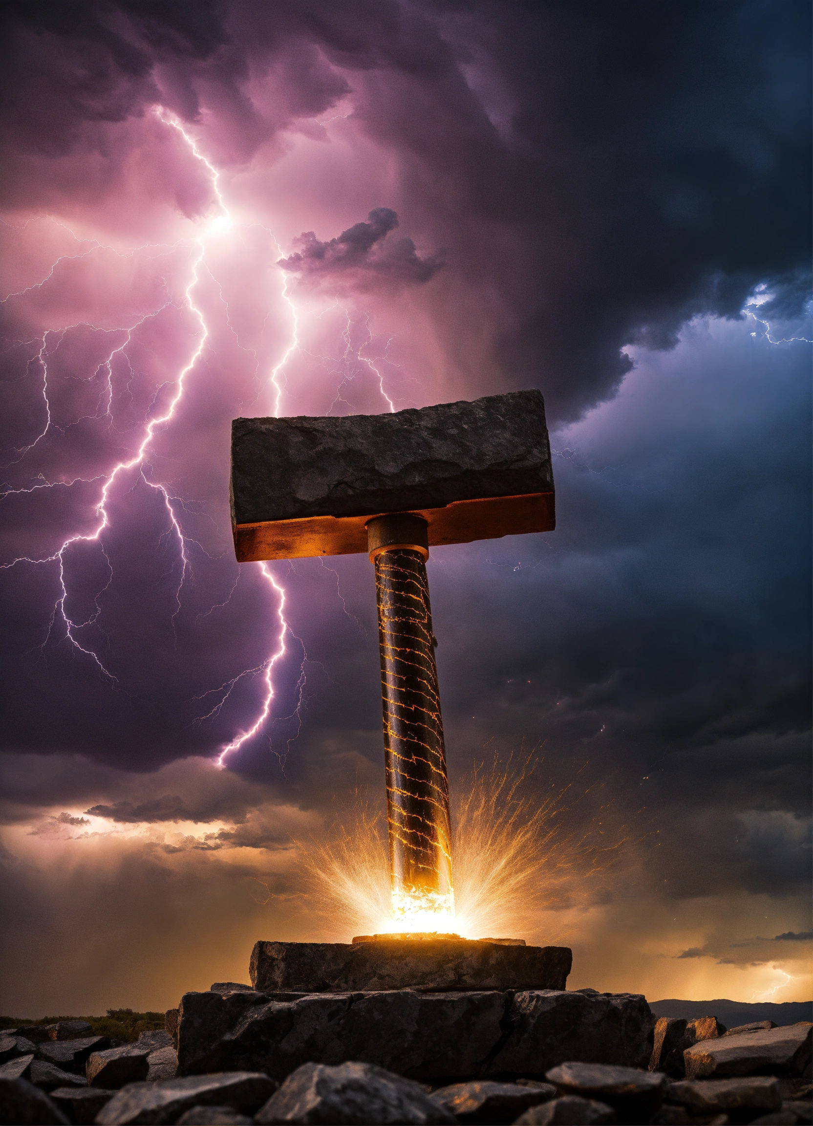 Lexica - Thor striking anvil, Thors hammer, lightning, cracked stone ...