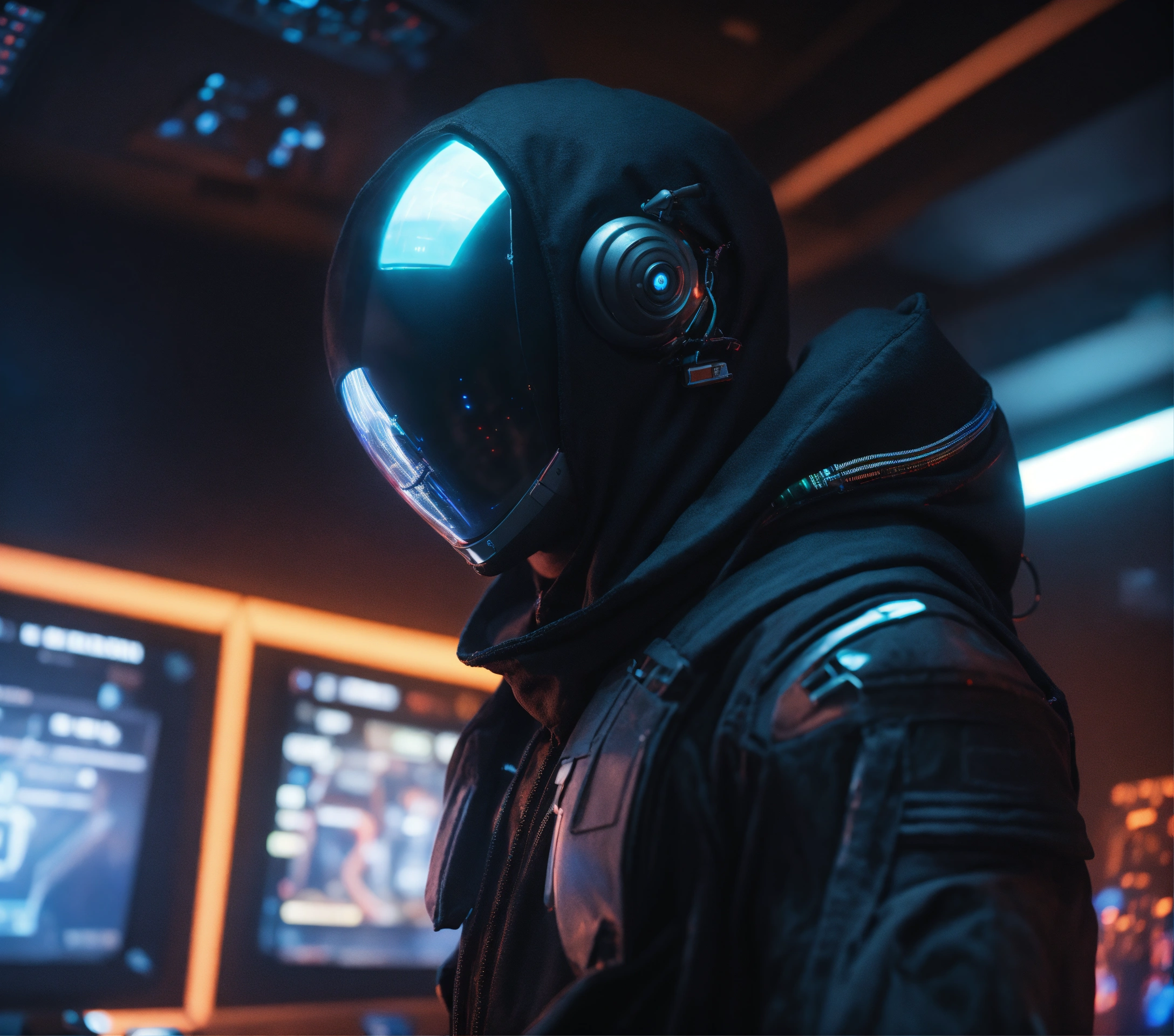Lexica - Male alien mutant half cyborg half monster hacker wearing a ...