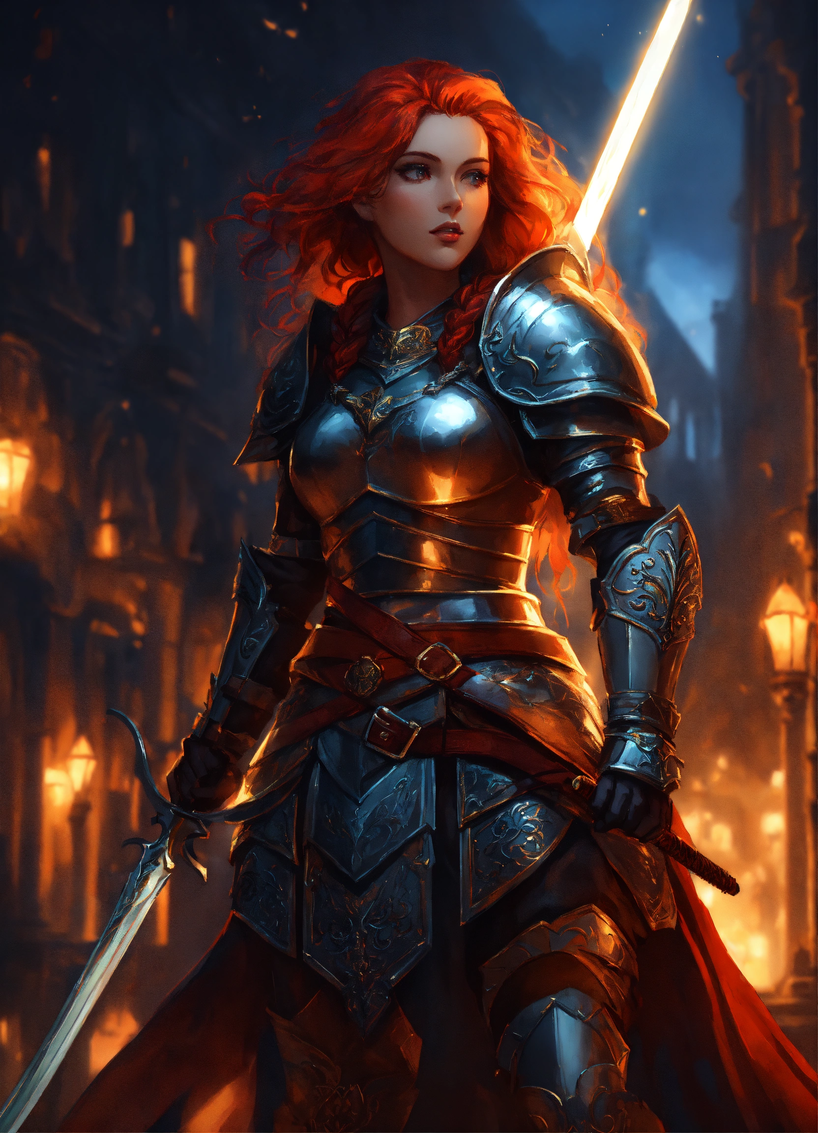 Lexica - Female paladin in center, dnd, fantasy, braided red hair ...