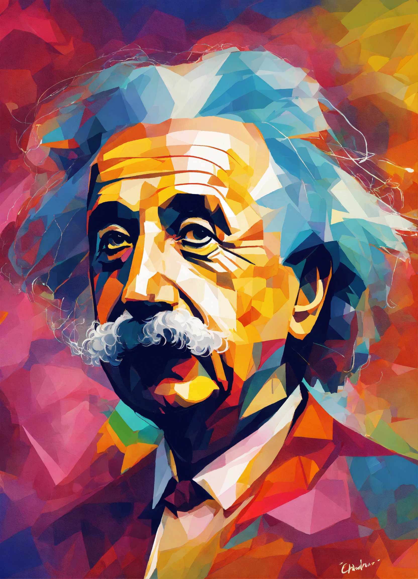 Lexica - Abstract Version of Einstein with His Tongue