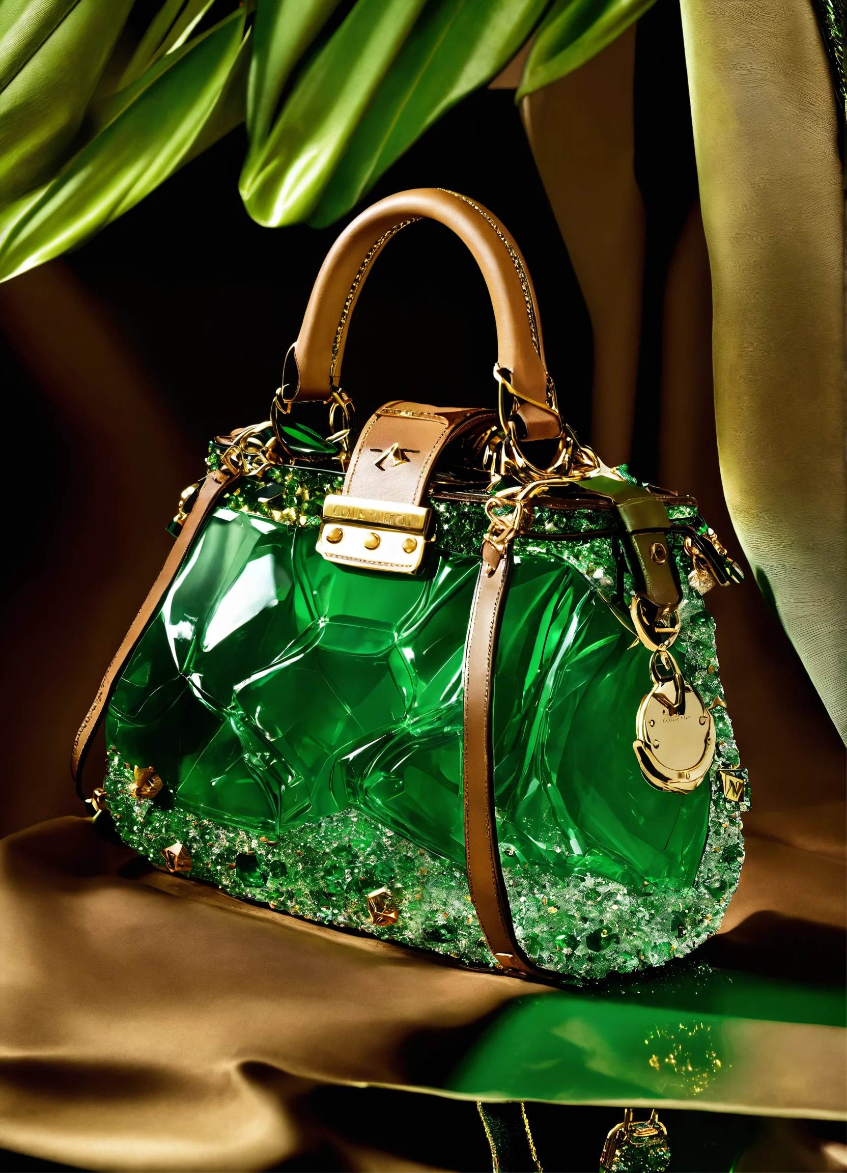Lexica - Louis vuitton bag made of glass with green crystals, leather ...