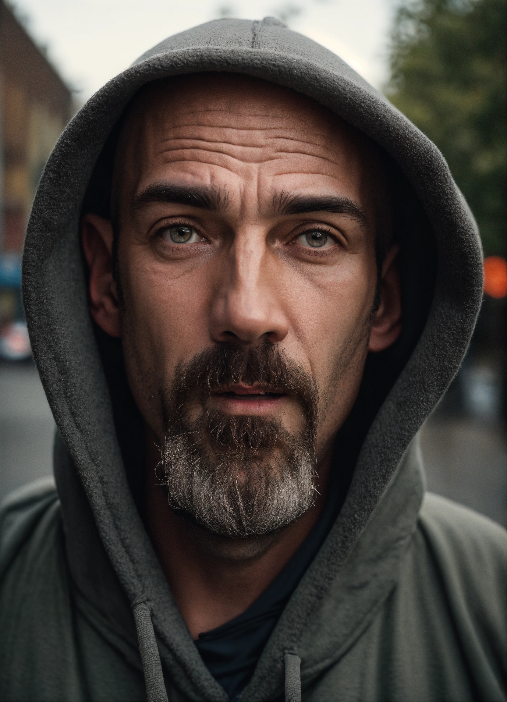 Lexica - A HUGE BALD STRANGE LOOKING HOMELESS MAN WITH A GOATEE ...