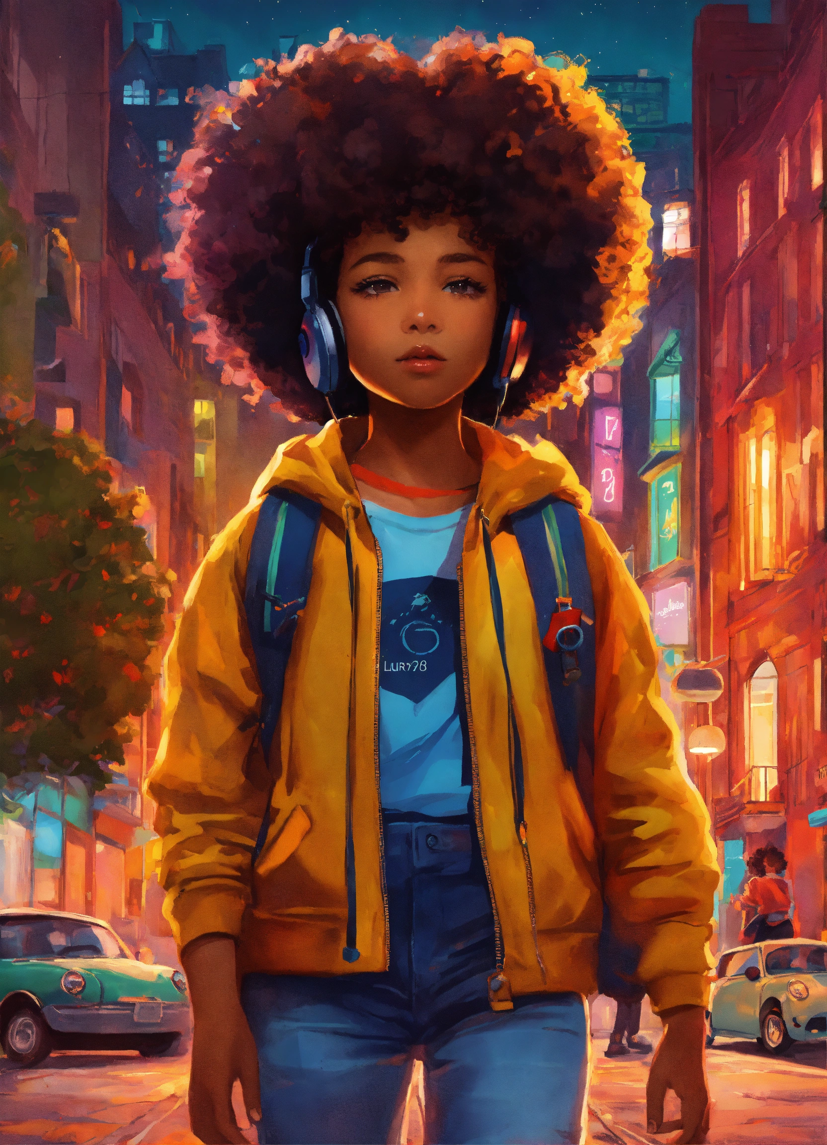 Lexica - Ilustración de cinco colegiales de 12 años, niña afro de 9 ...