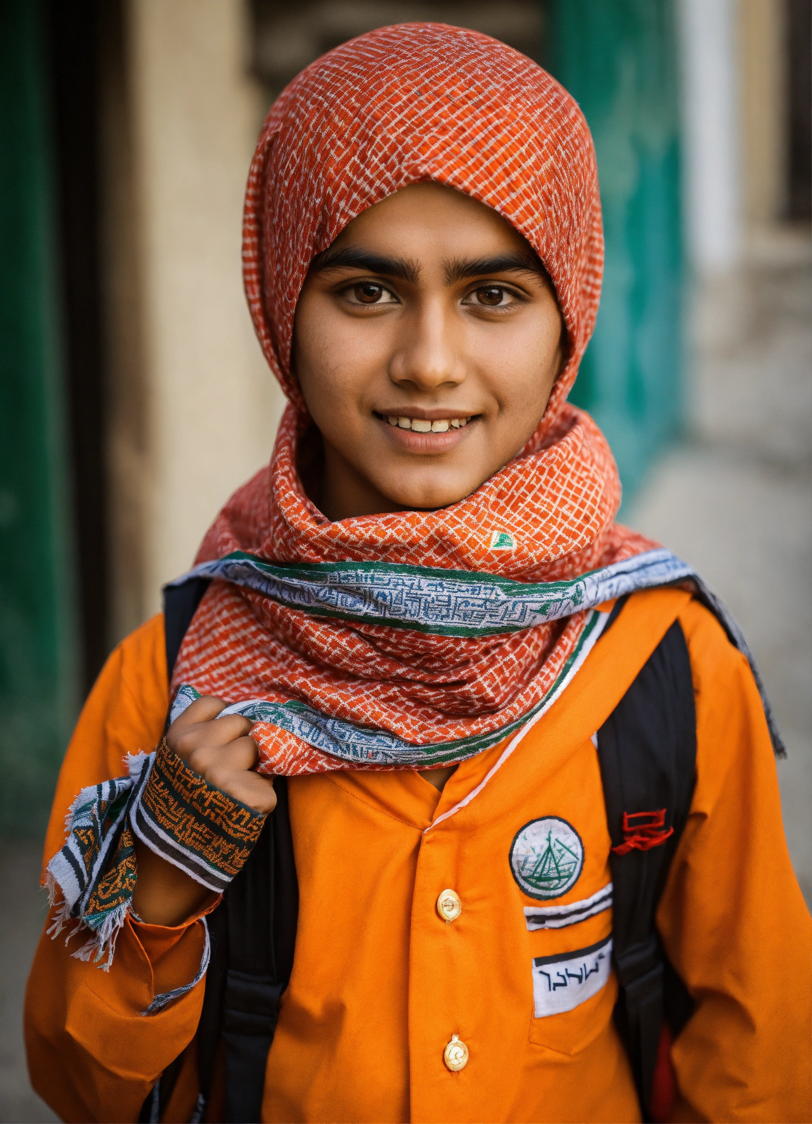 Lexica - A tarkesh v smart school boy is wearing orange shirt and ...