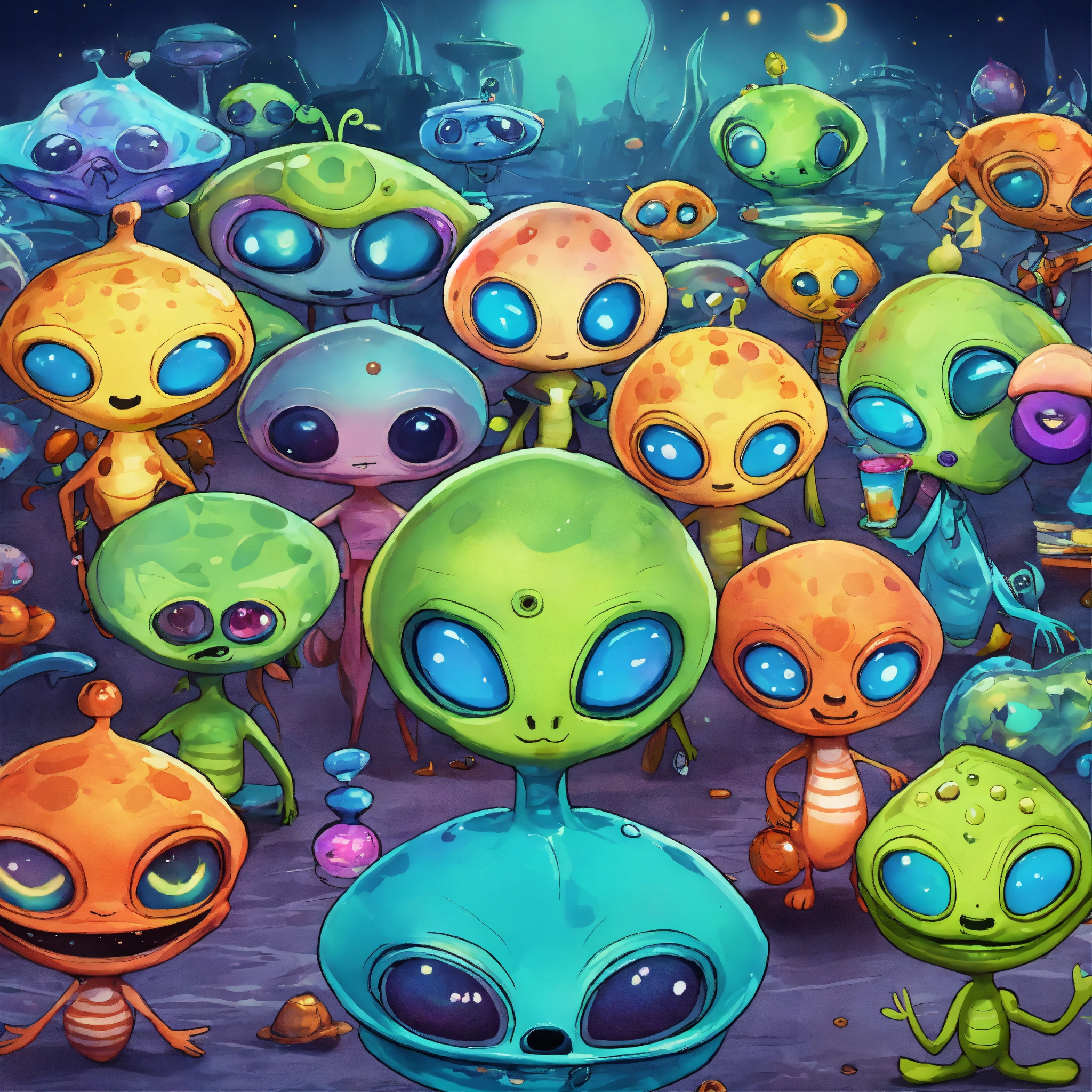 Lexica - Funy crazy aliens avatar cartoon