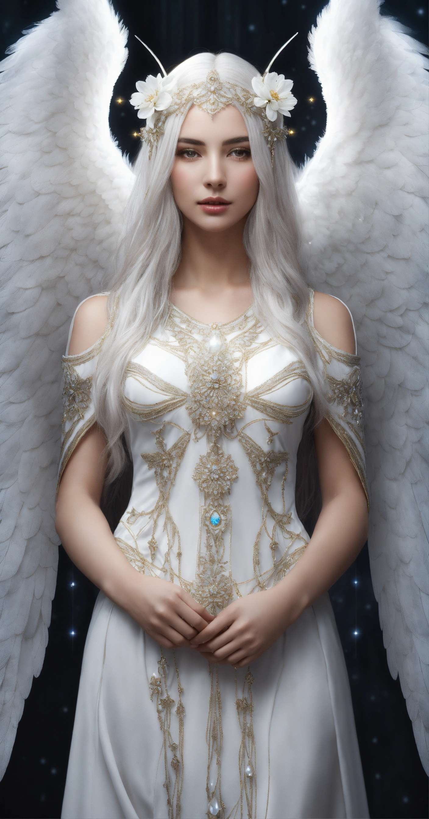 Lexica - Beautiful and perfect Angel Priestess woman with white angel ...