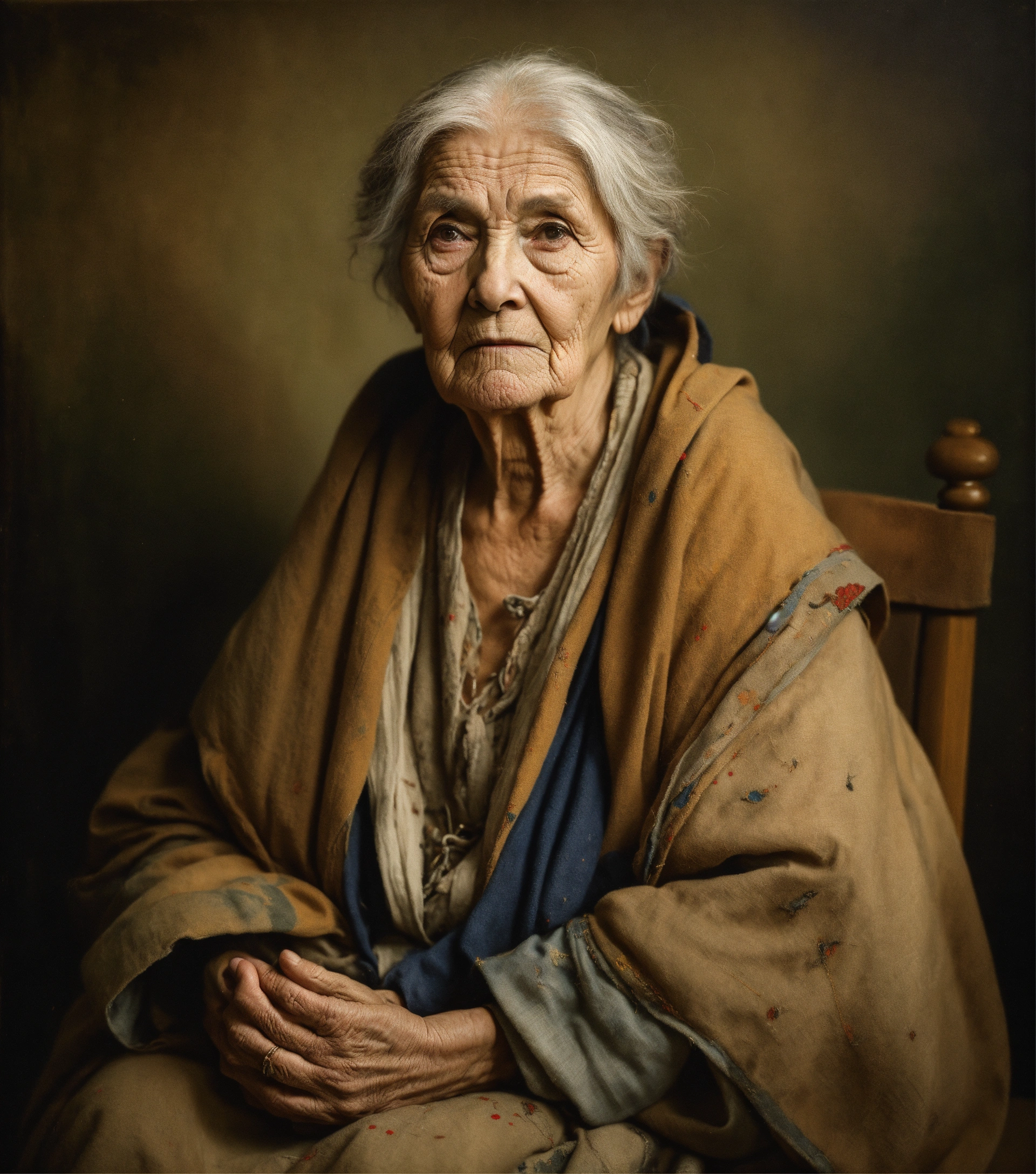 Lexica - An ultrarealistic portrait of a wise old woman, dressed in ...
