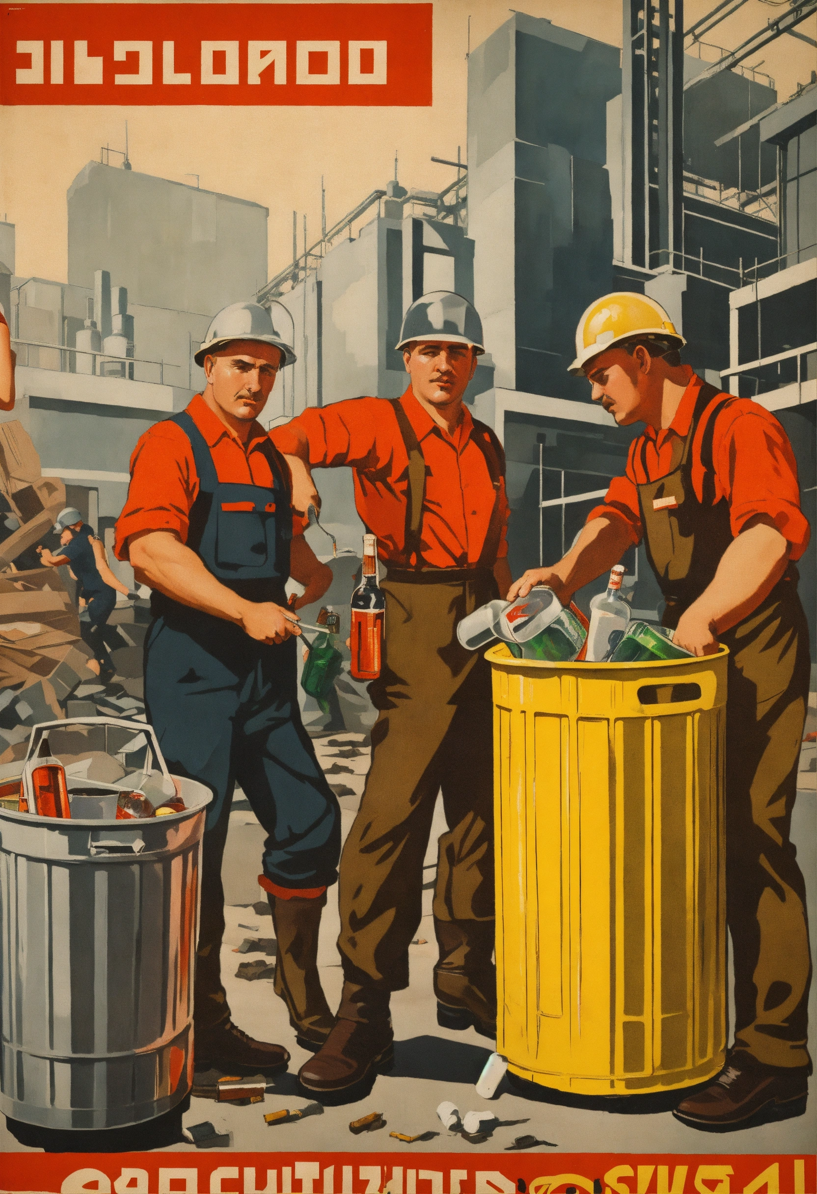 Lexica - Brutal Soviet poster of constructivism, trash bin with alcohol ...