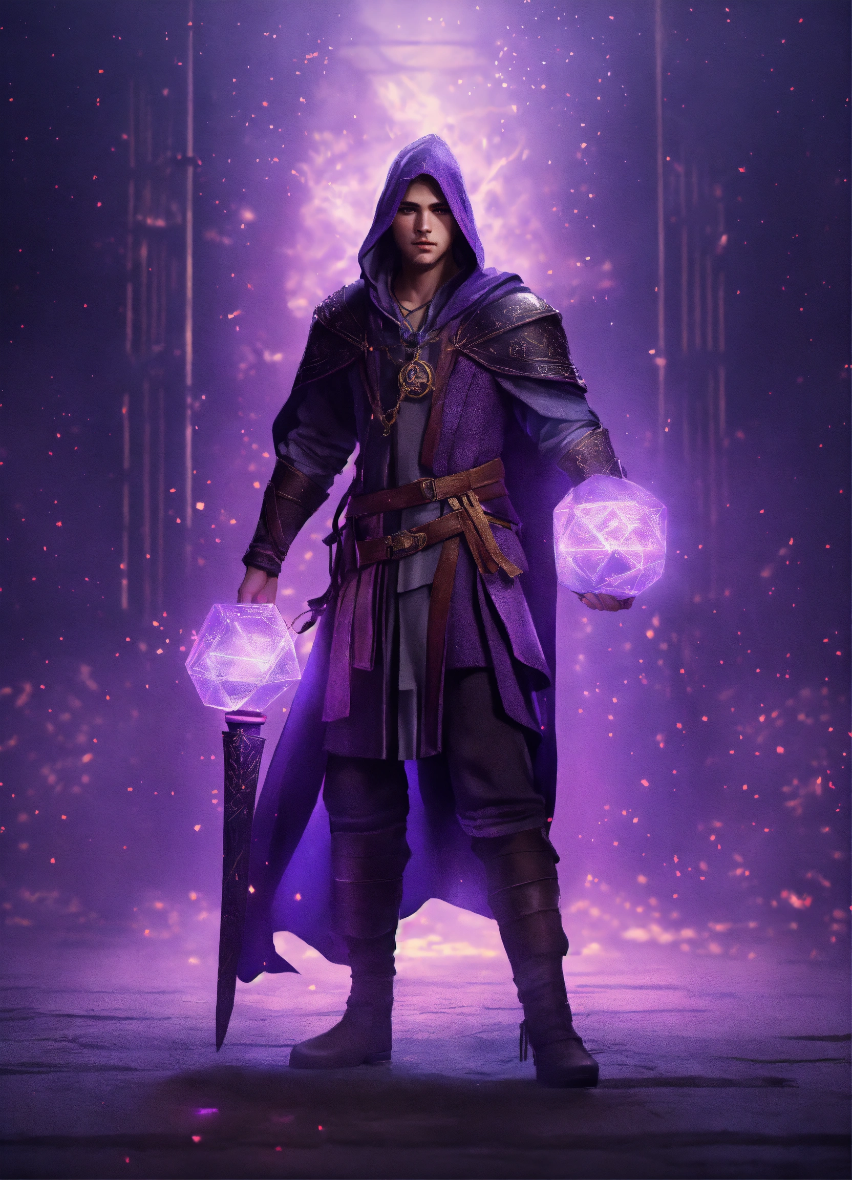 Lexica - A realistic full body portrait of a medival young rune mage ...