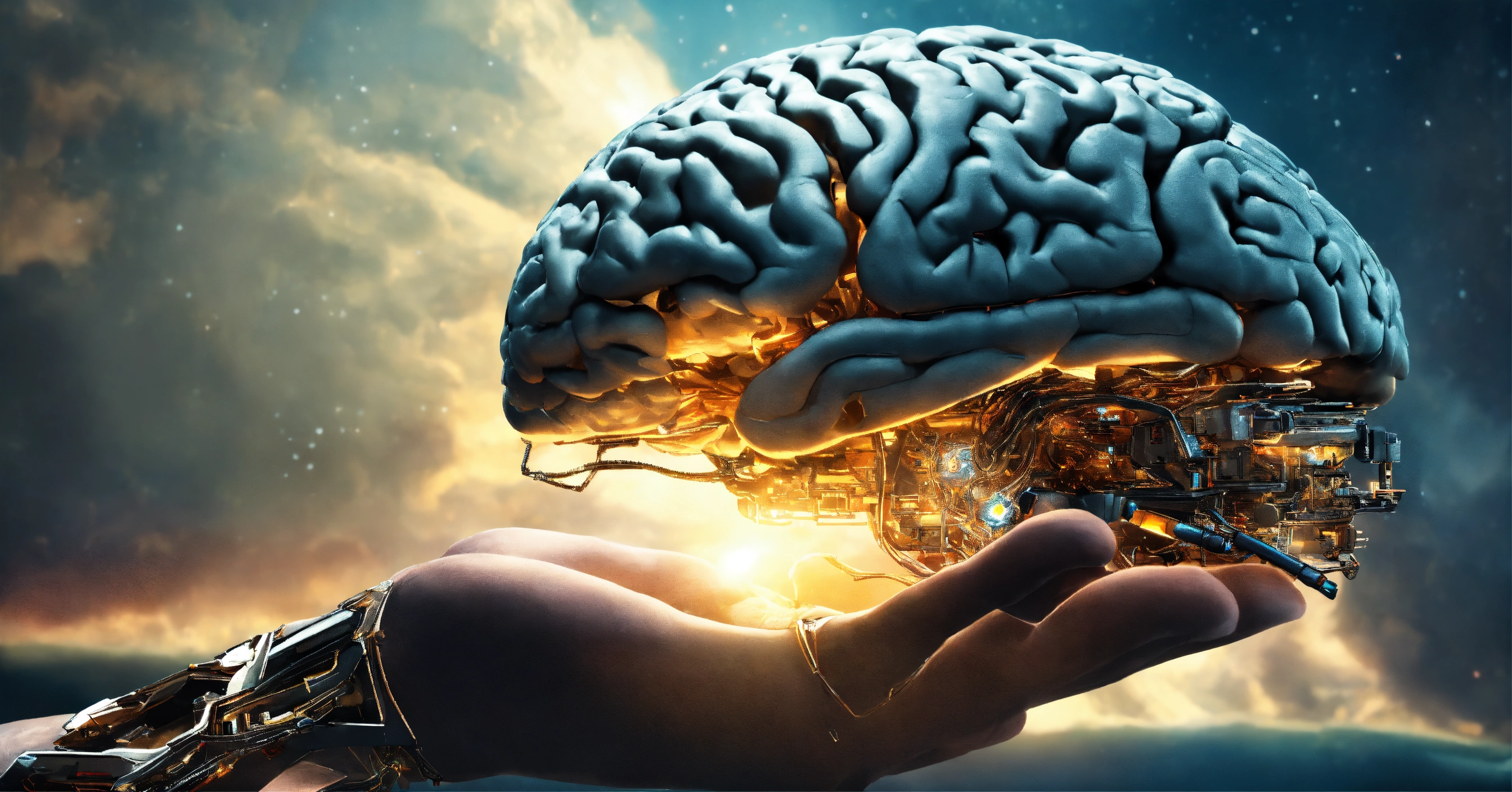 Lexica - Mind reading AI, Human brain with an AI god holding it ...