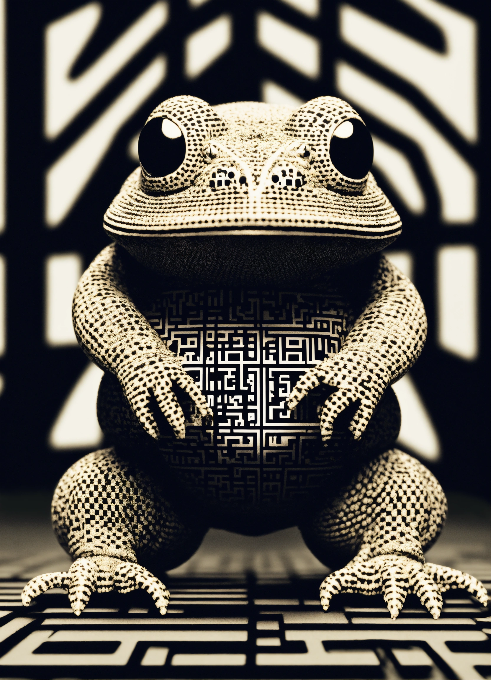 Lexica - A toad made out of a 3d black and white optical illusion, ying ...