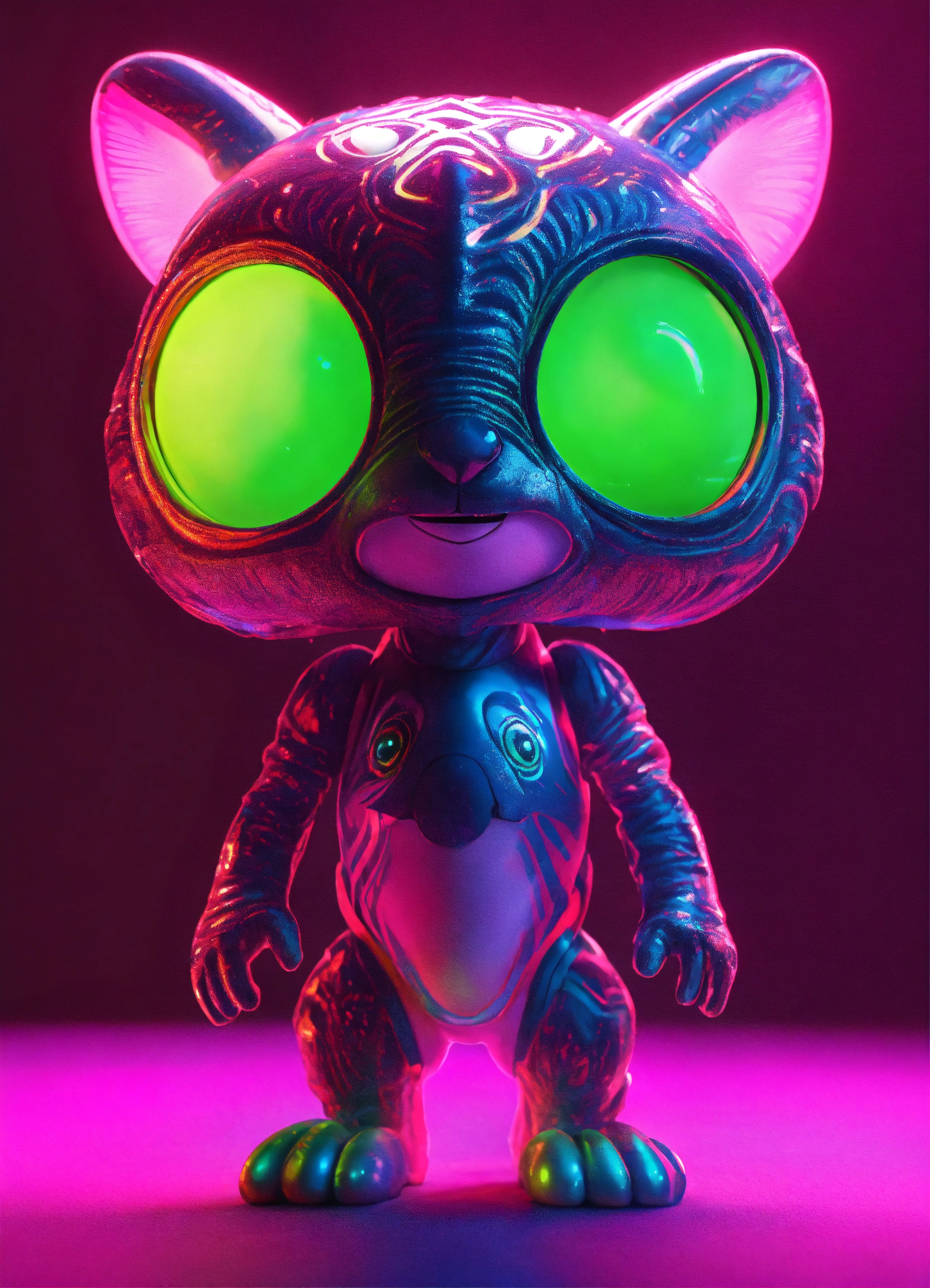 Lexica - Gelly cute adorable alien monster, full-body, neon glow colors ...