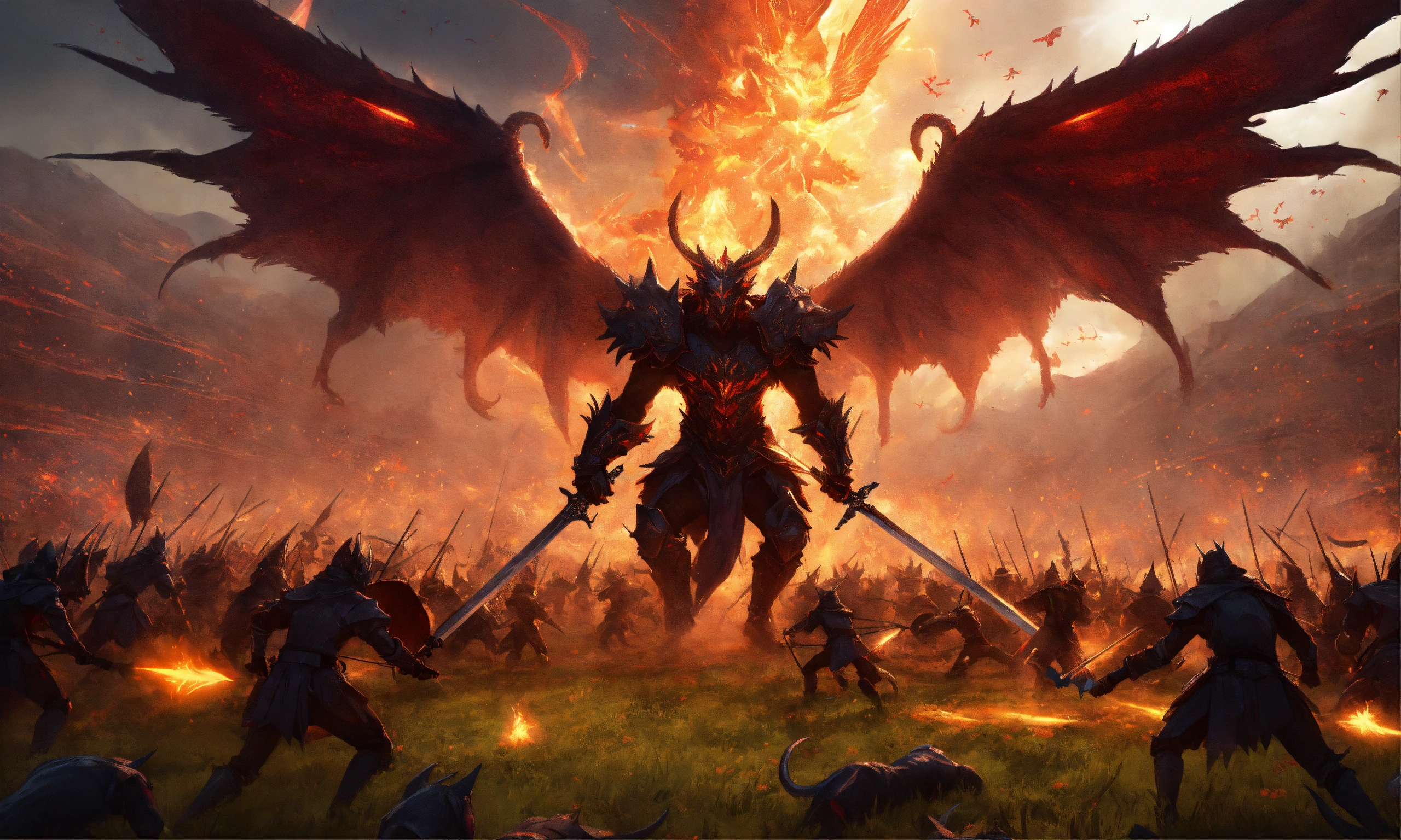 Lexica - Pitched battle with an army of quadrupedal demons spread ...