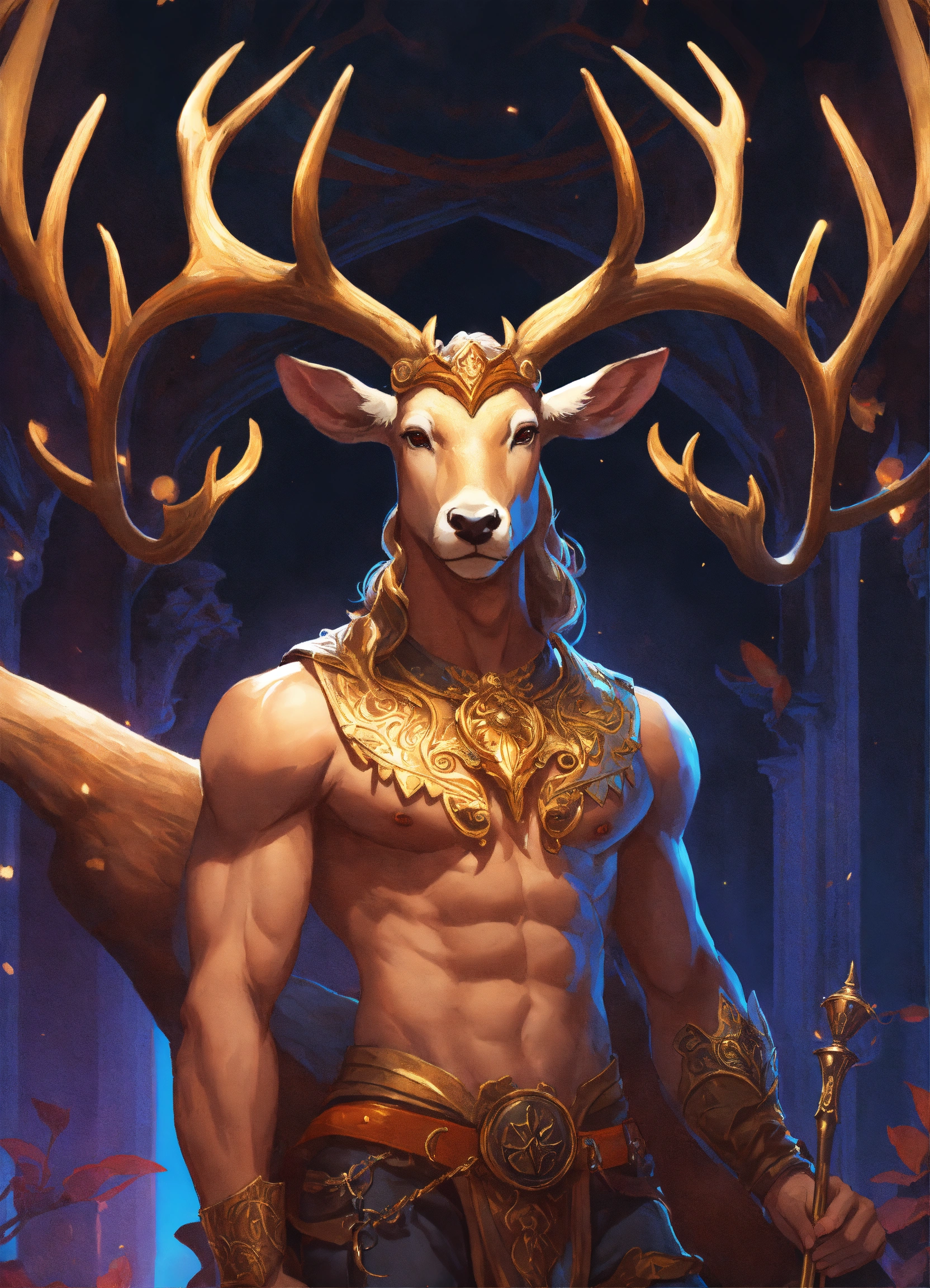 Lexica - Male Prince centaur, deer body with deer horn, fantasy, fable ...