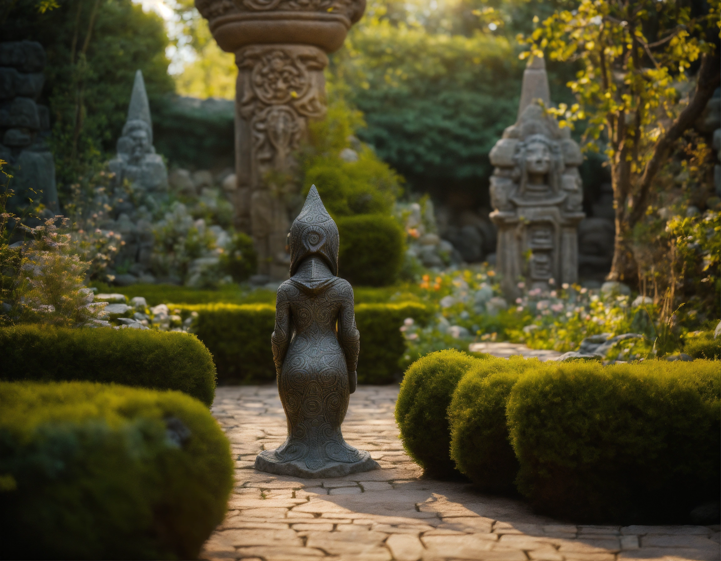 Lexica - An ancient spiritual hooded female gnome ,stone pathway rock ...
