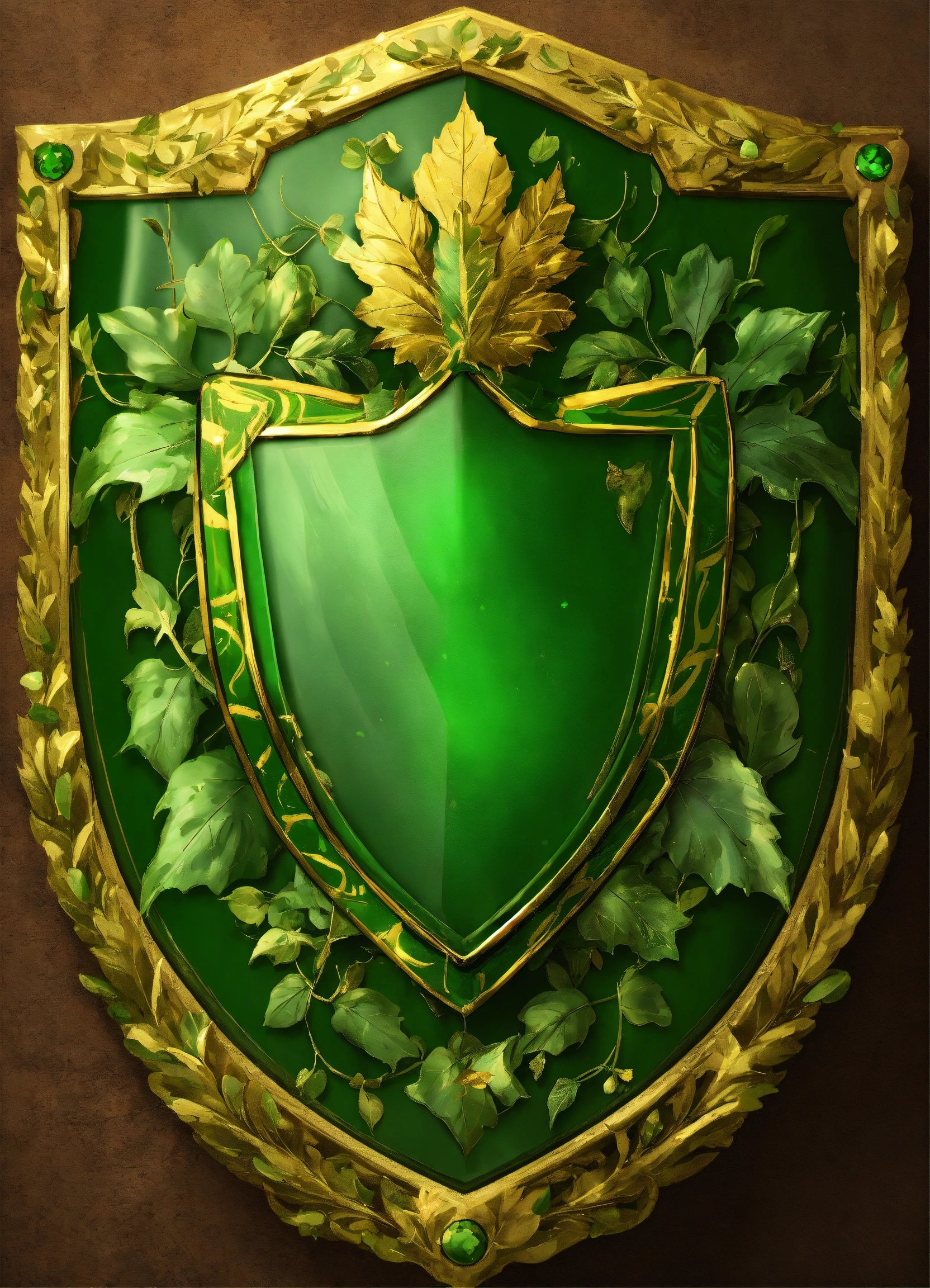 Lexica - A simple green shield with heraldry of gold leaves fantasy ...
