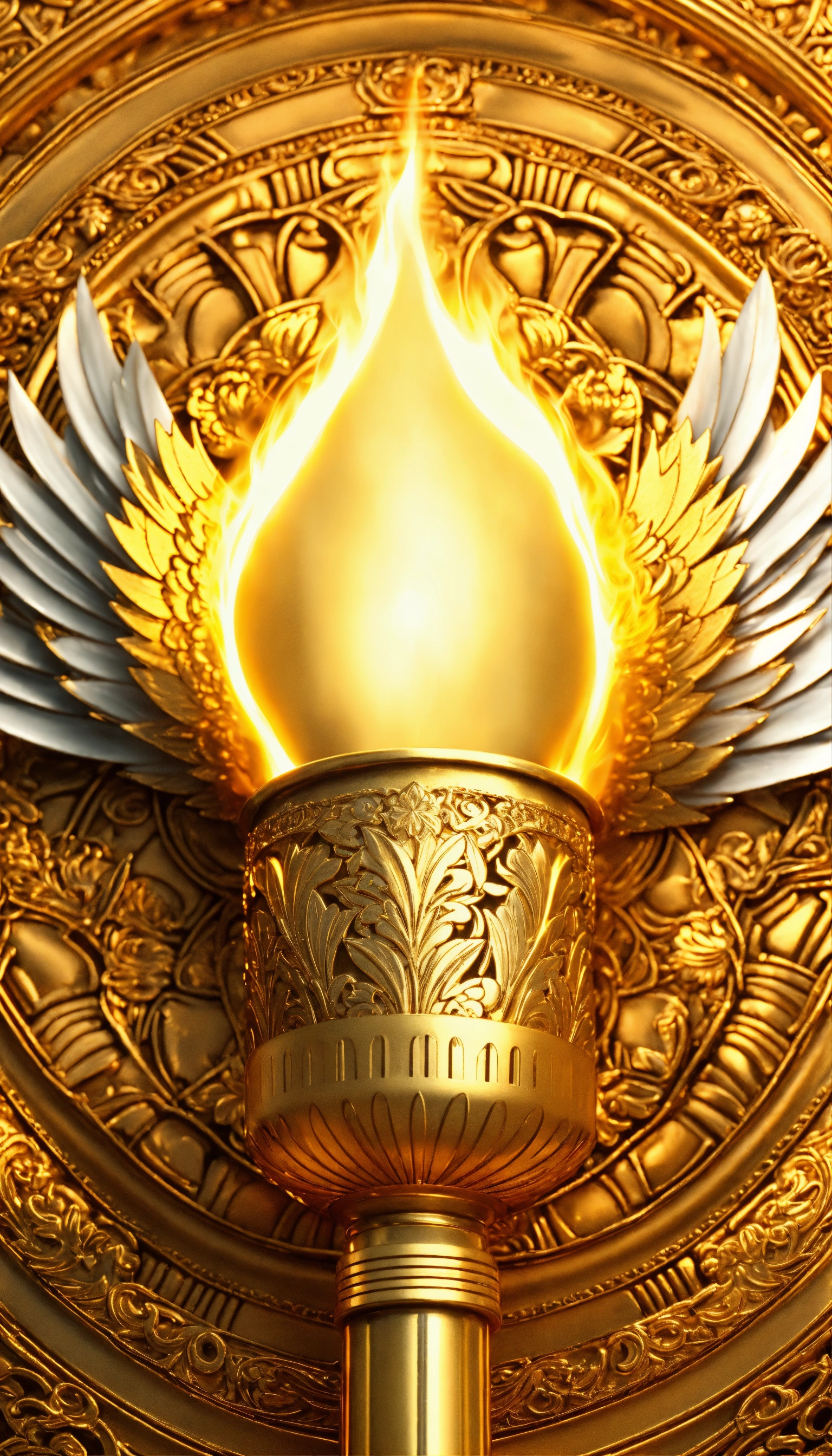 Lexica - Powerful, detailed torch, real, 3D, golden colored torch with ...
