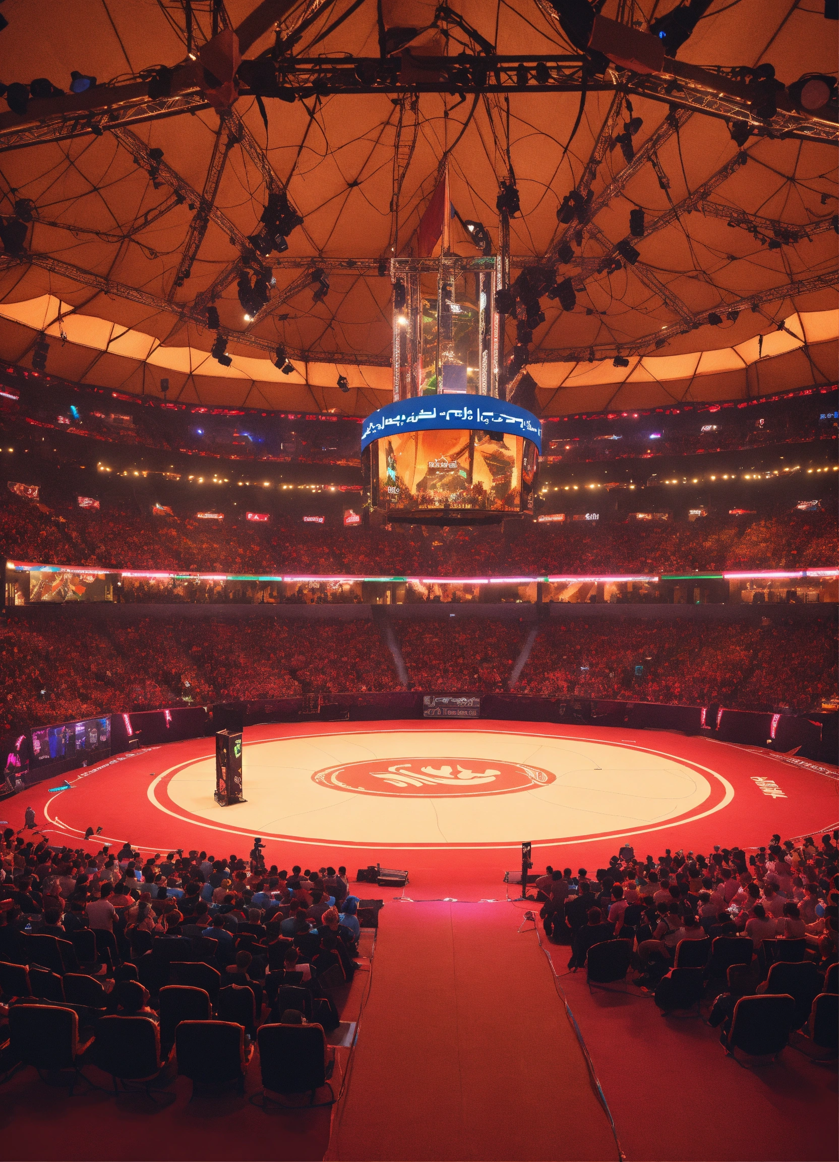 Lexica - Generate an image of a small esports venue's indoor desert ...